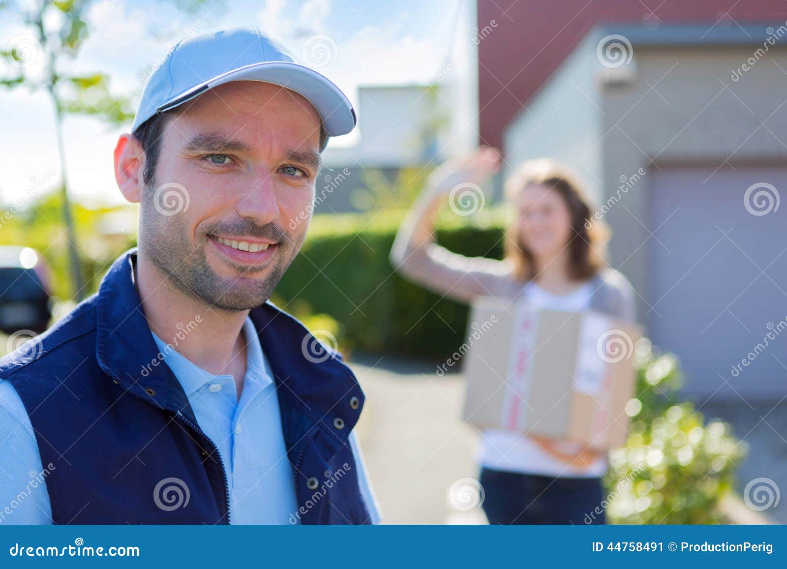 Delivery Man Succeed during His Delivery Stock Image - Image of contact ...