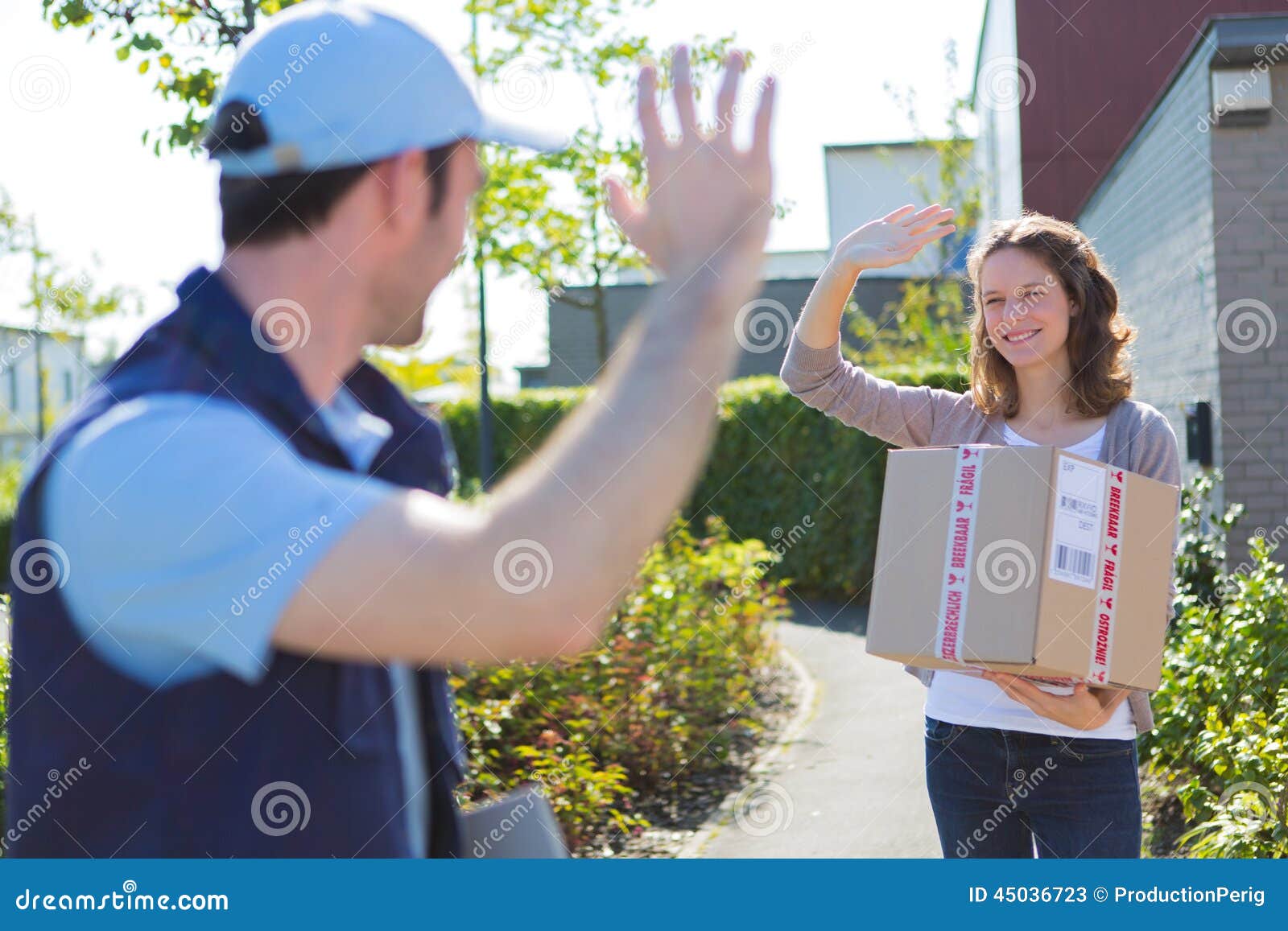 Delivery Man Succeed during His Delivery Stock Image - Image of package ...