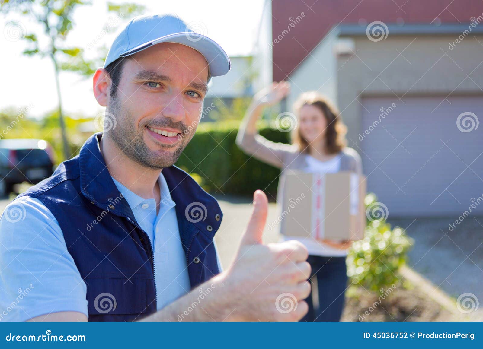 Delivery Man Succeed during His Delivery Stock Photo - Image of ...