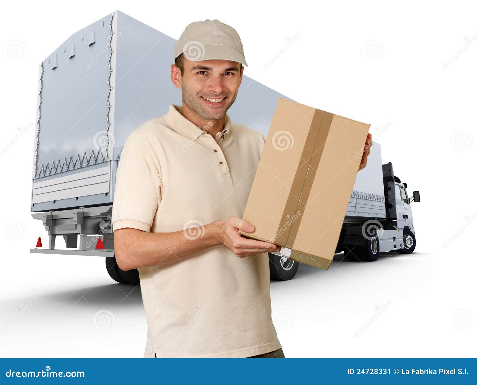 Delivery Man and Trailer Truck Stock Image - Image of conveyance, heap ...