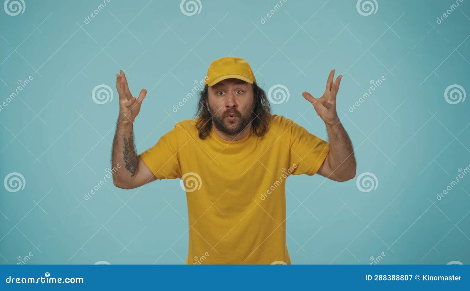 Delivery Man in Uniform Looking at the Camera, Making Head Exploding ...