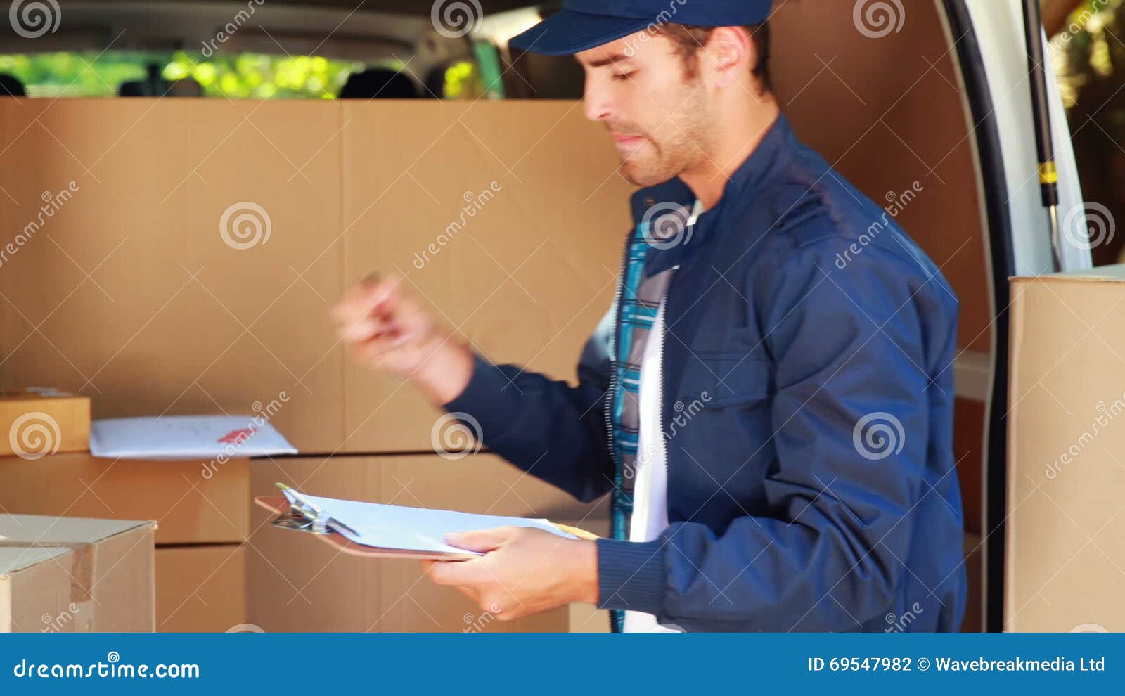 Delivery Man Unloading His Van Stock Footage - Video of cheerful ...