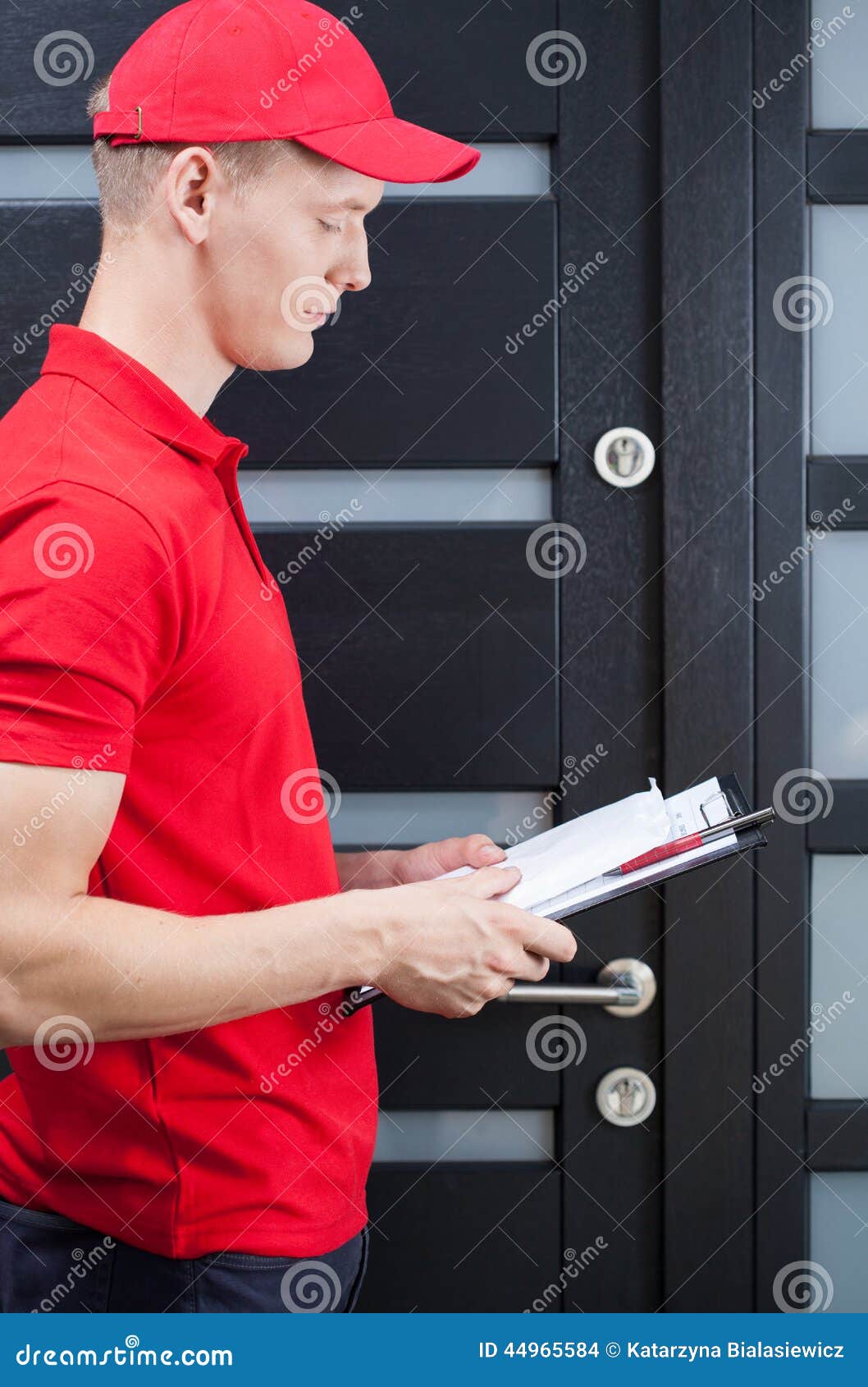 Delivery Man Waiting for Customer Stock Photo - Image of post, package ...