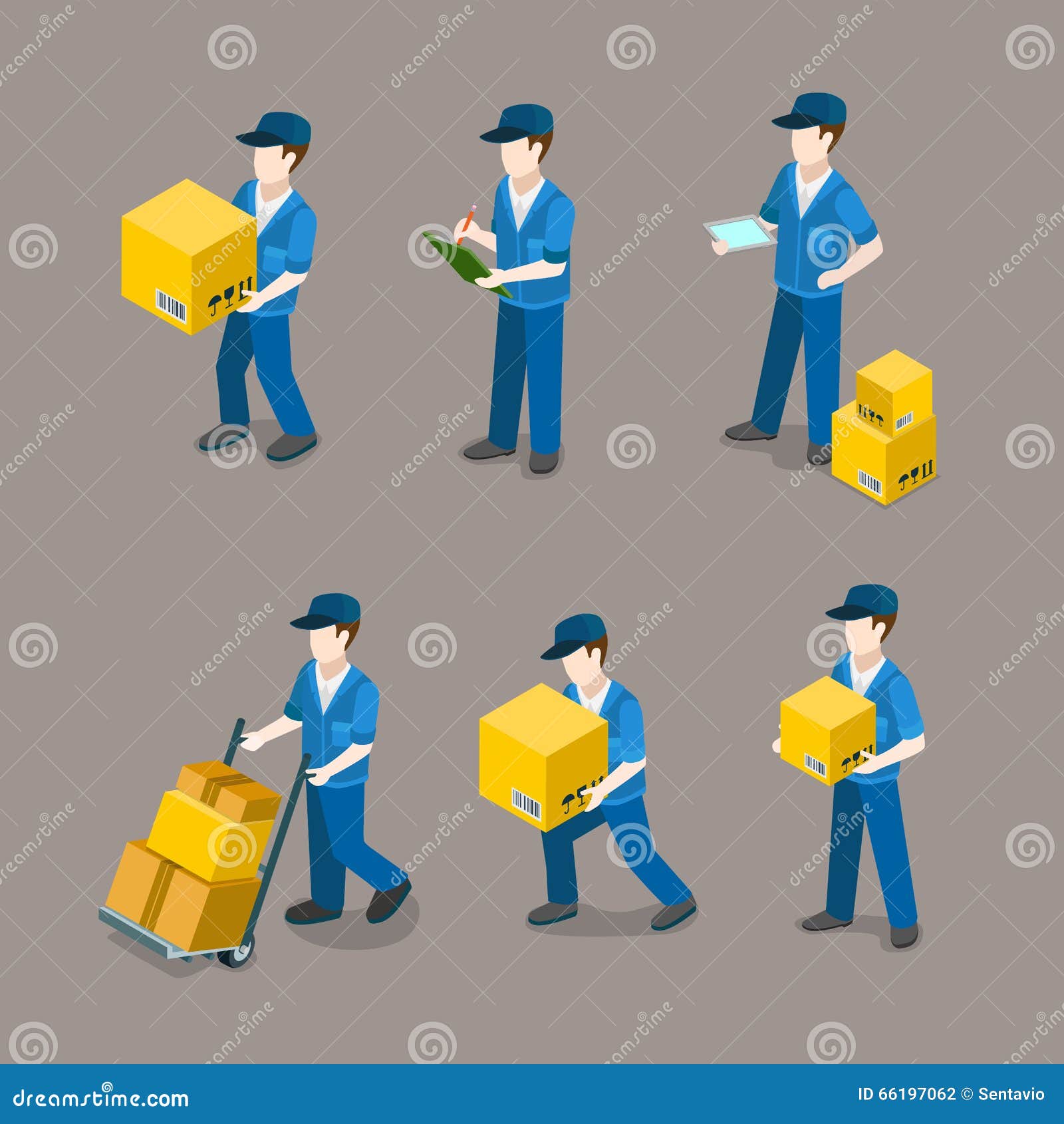 Delivery Man at Work Package Flat 3d Isometric Vector Stock Vector ...