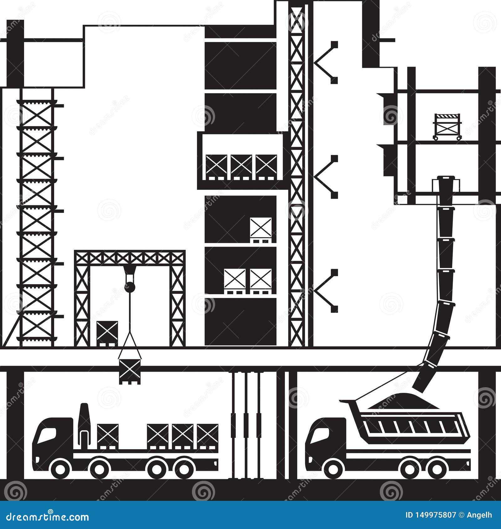 Delivery of Materials and Cleaning of Construction Site Stock Vector ...