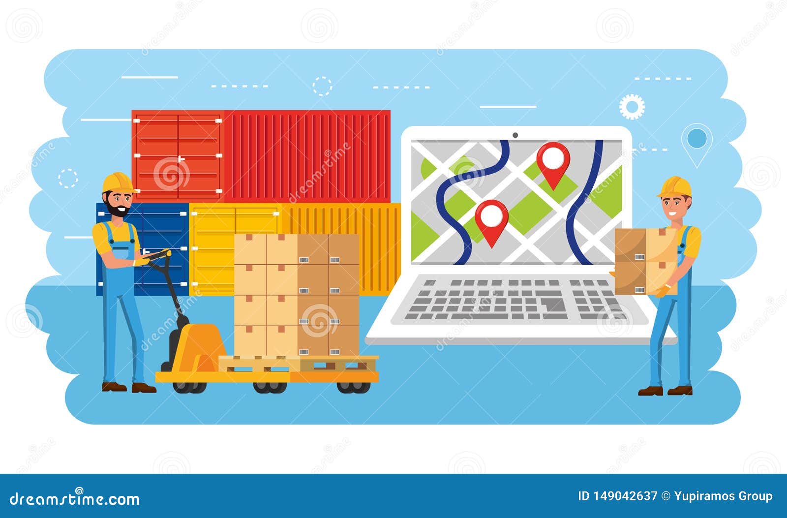 Delivery Men with Packages Distribution Service Stock Vector ...