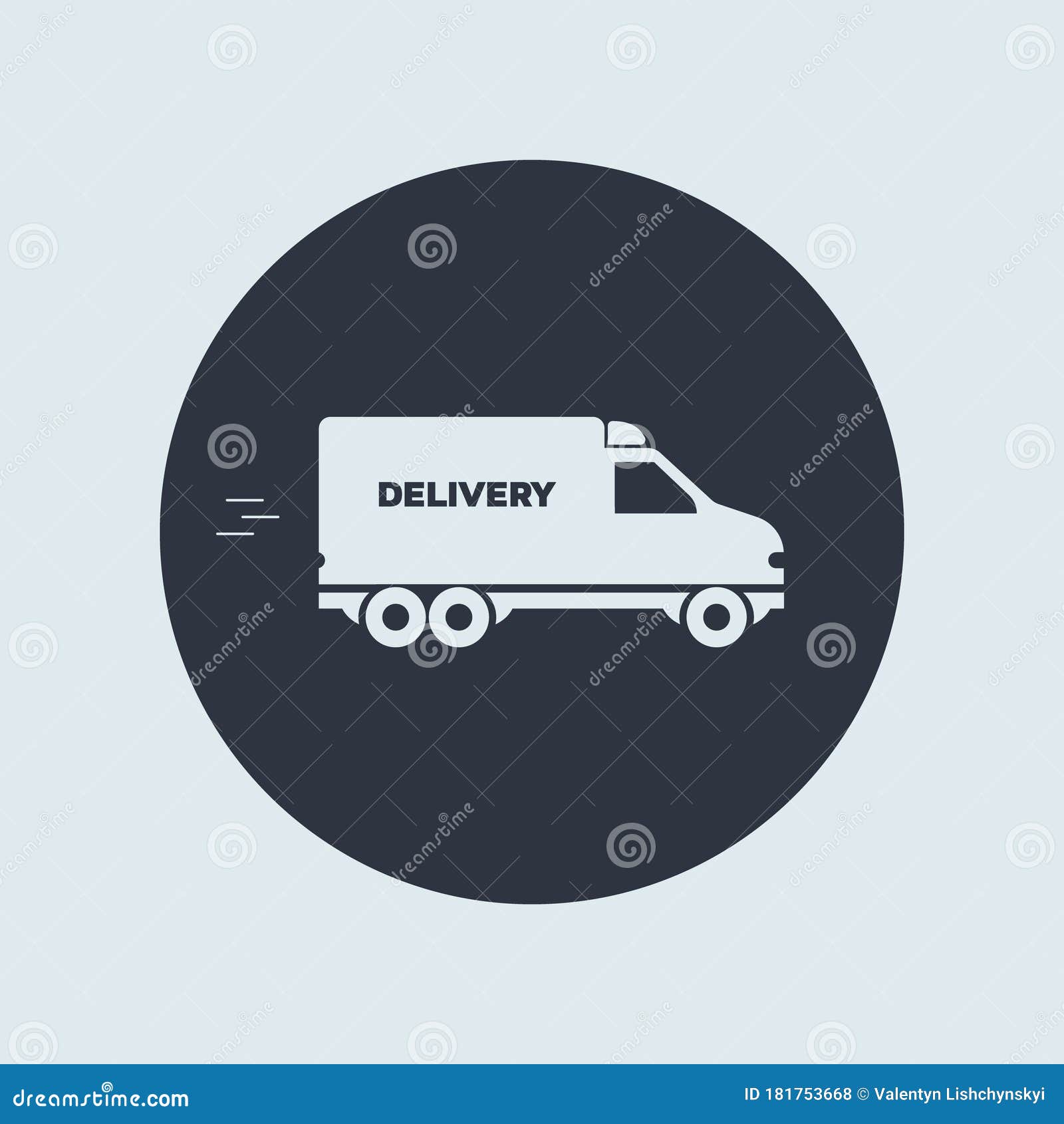 Delivery Minivan Icon. Vector Simple Symbol in Flat Round Style Stock Vector - Illustration of ...