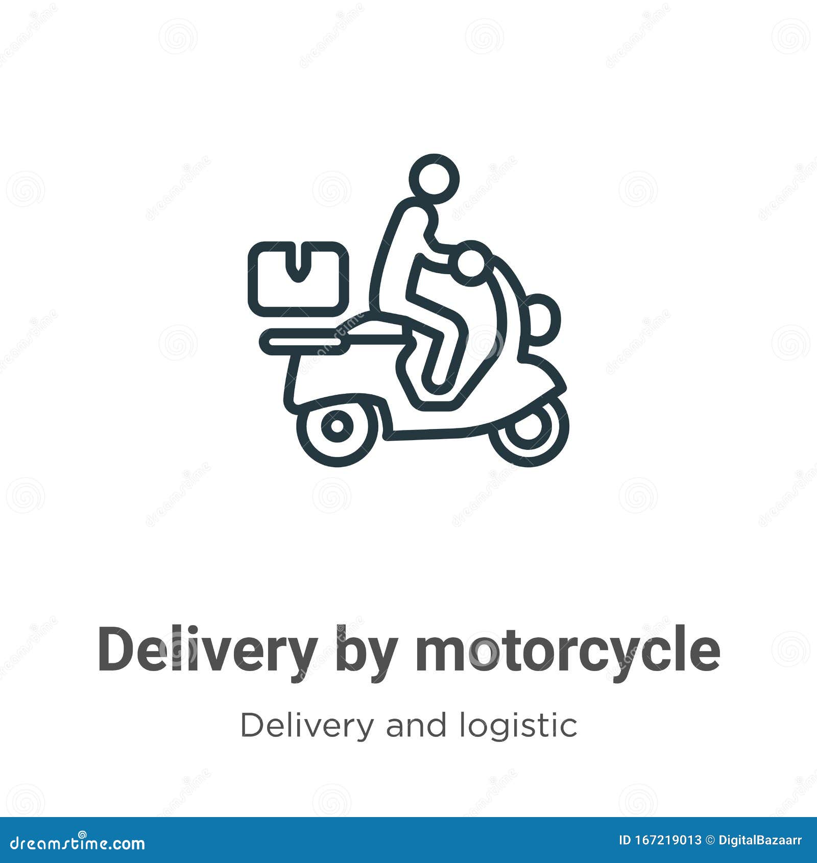 Delivery by Motorcycle Outline Vector Icon. Thin Line Black Delivery by ...