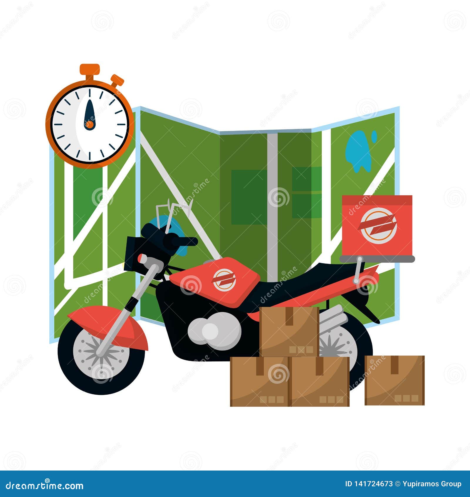 Delivery Motorcylce with Map Stock Vector - Illustration of auto ...