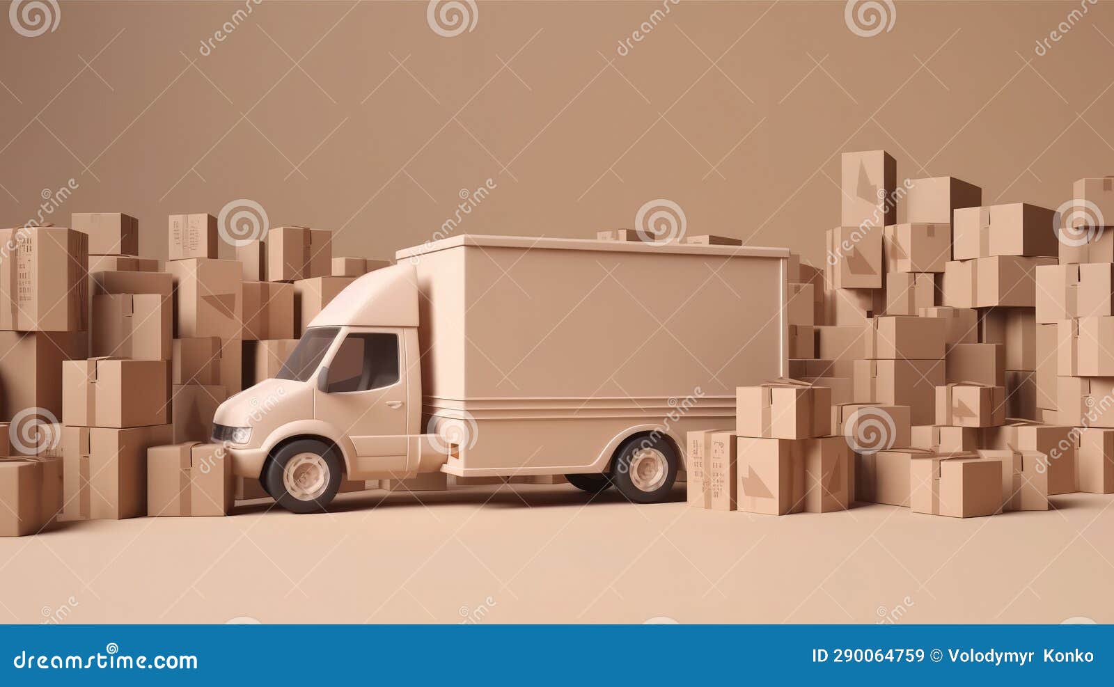 Delivery or Movers Service Van Full of Cardboard Boxes for Fast ...