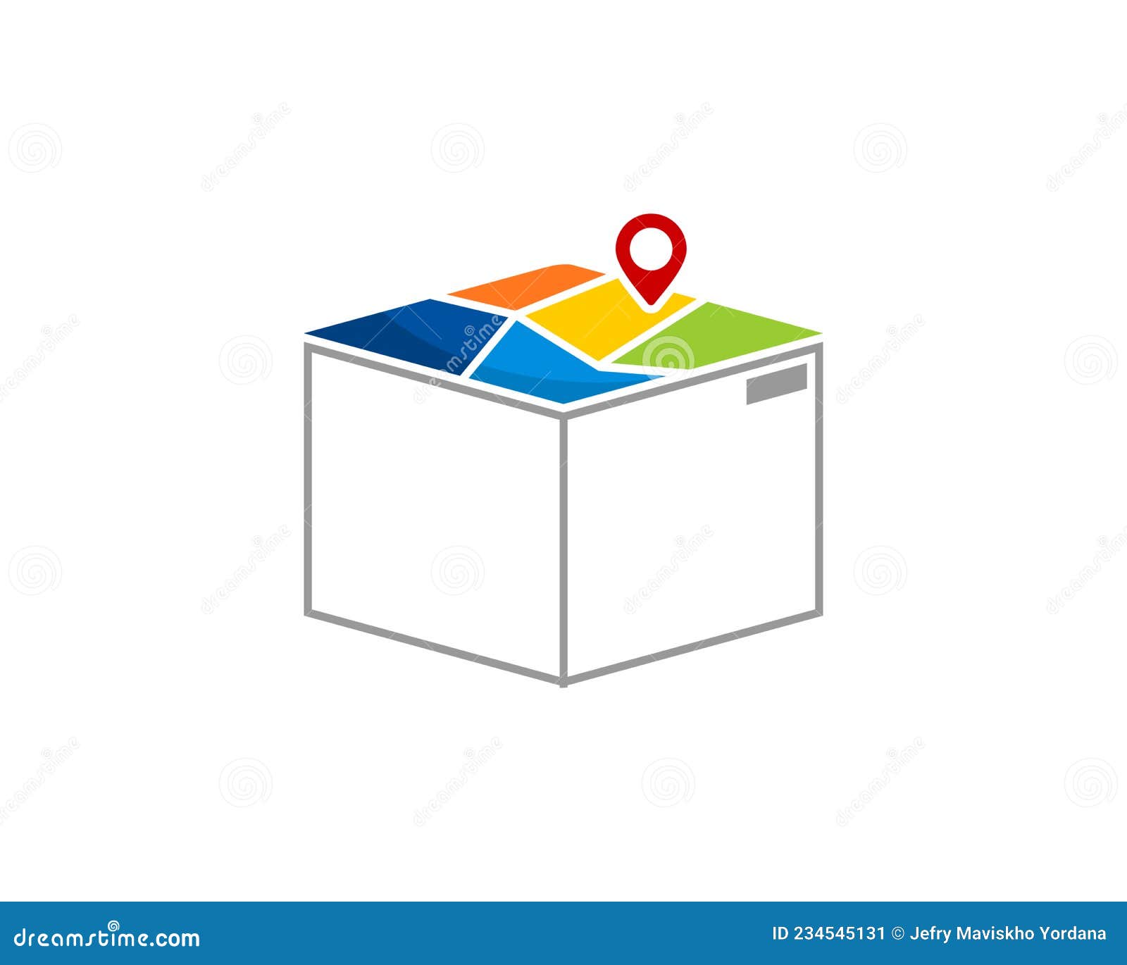 Delivery Package Box with Map Direction on Top Stock Illustration ...