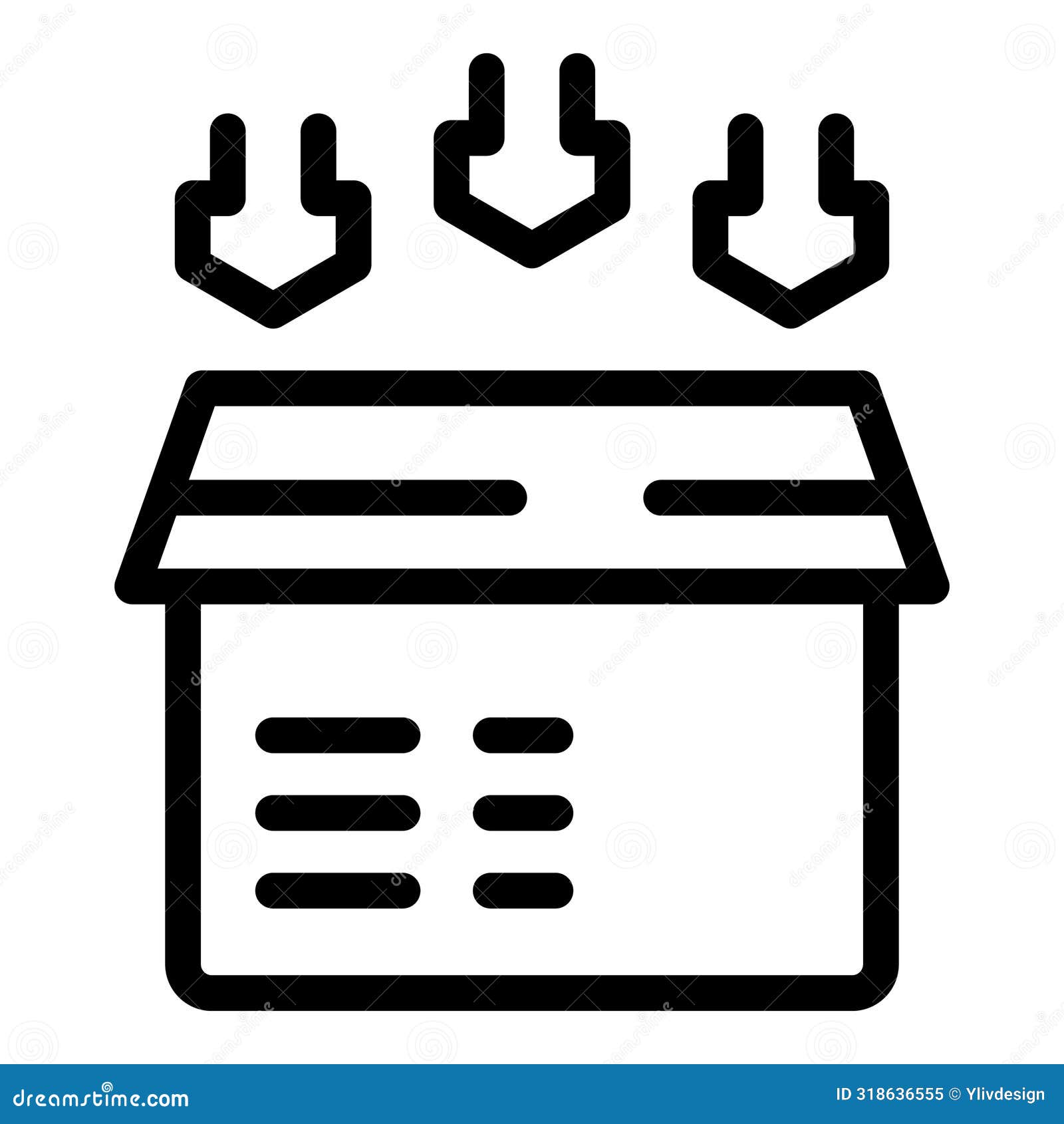 Delivery Package Icon with Downward Arrows Stock Vector - Illustration ...