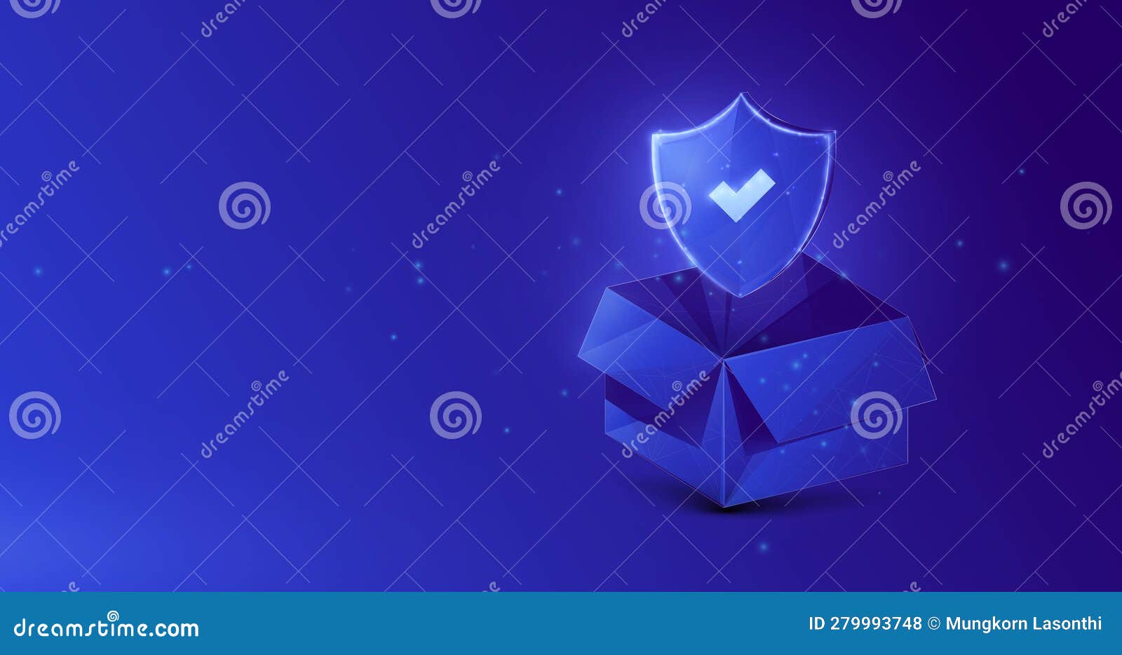 Delivery Package with a Shield. Transportation, Safety Cargo. Safe ...