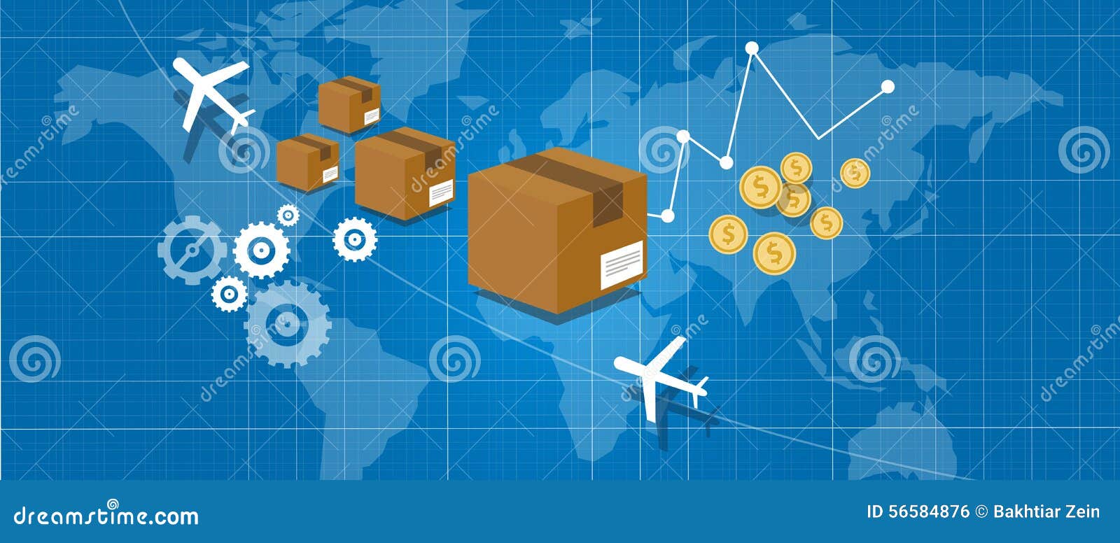 Delivery Package Shipping World Wide Map Globe Stock Vector ...