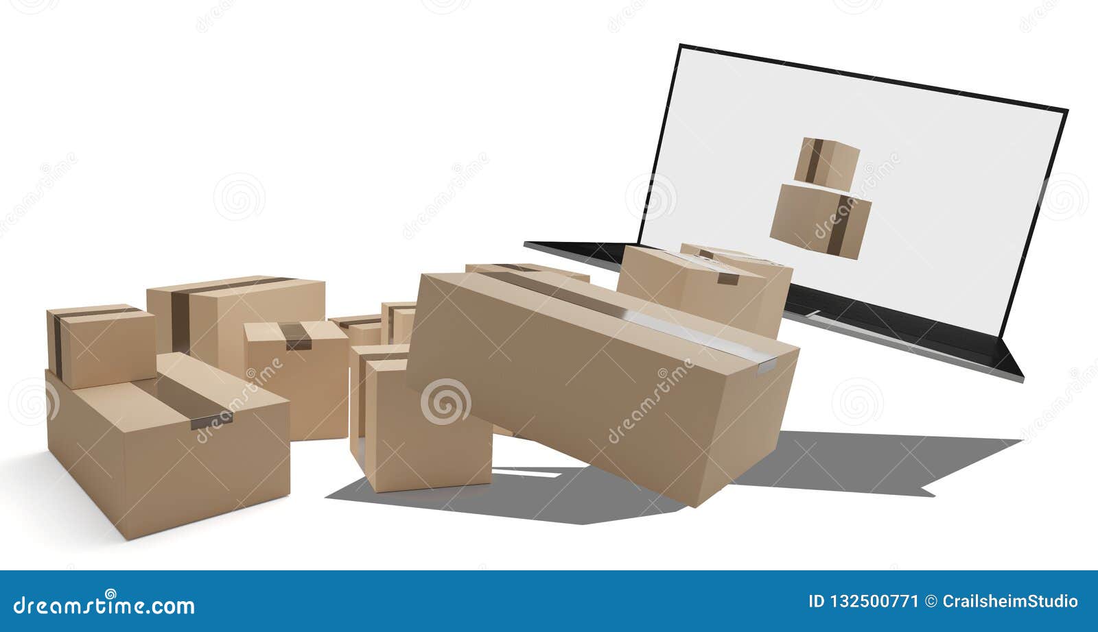 Delivery Packages Computer 3d-illustration Stock Illustration ...
