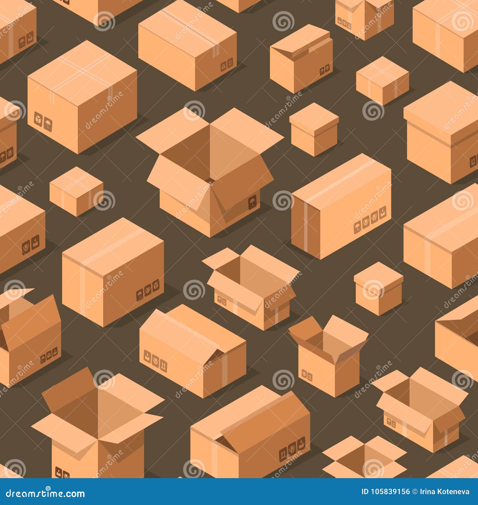 Delivery Packaging Boxes Seamless Pattern Stock Vector - Illustration ...