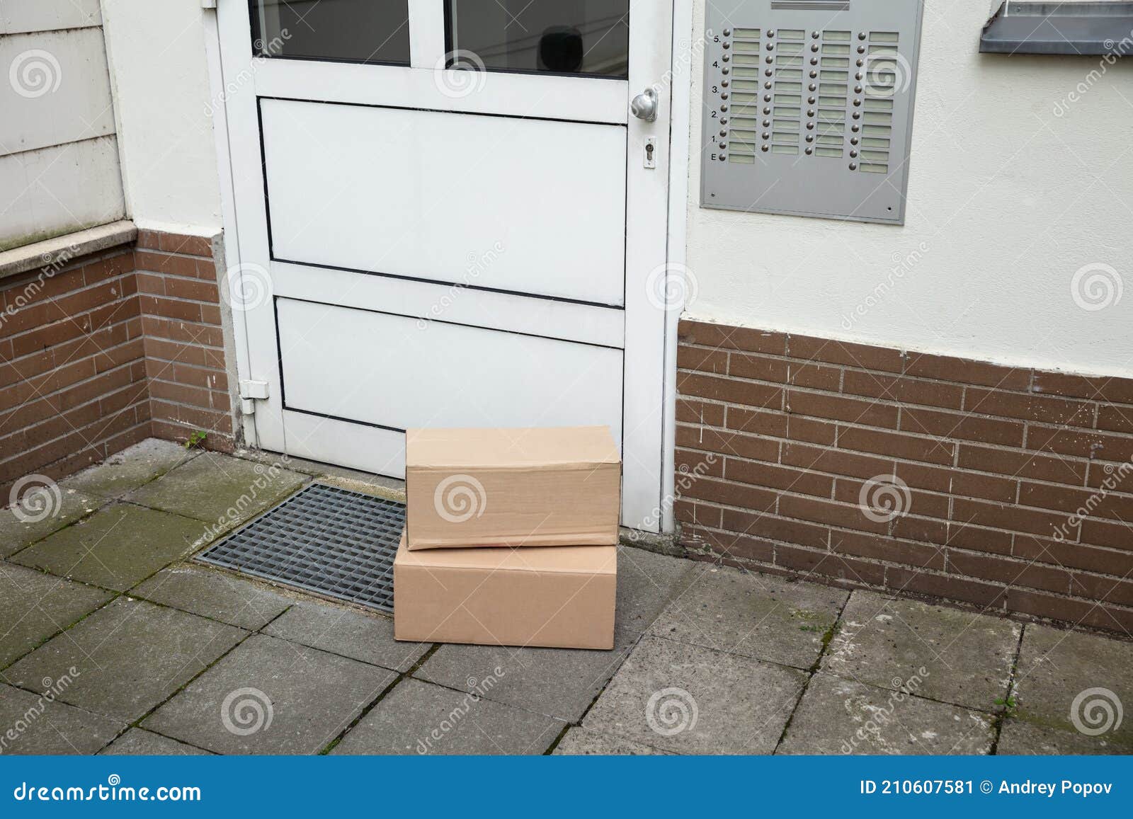 Delivery of Parcel Boxes at Doorstep Stock Image - Image of order ...