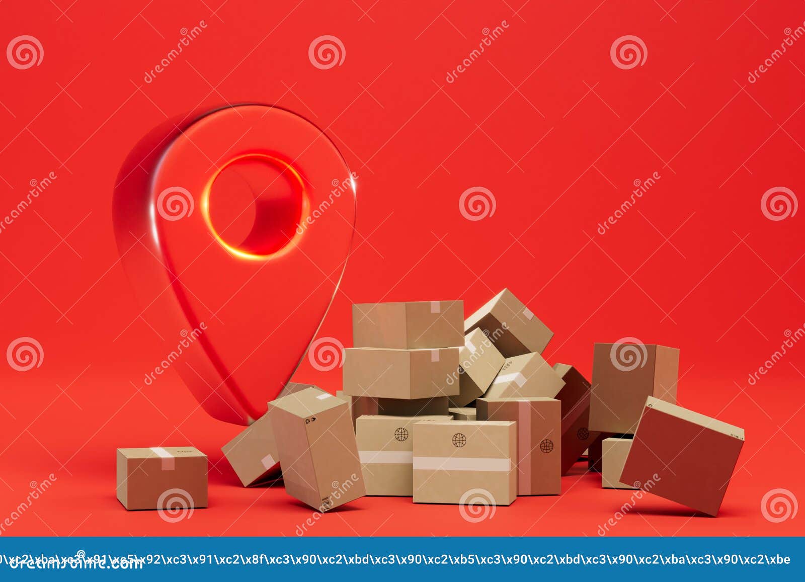 Delivery of Parcels To the Points of the GPS. Map Pointer and Boxes ...