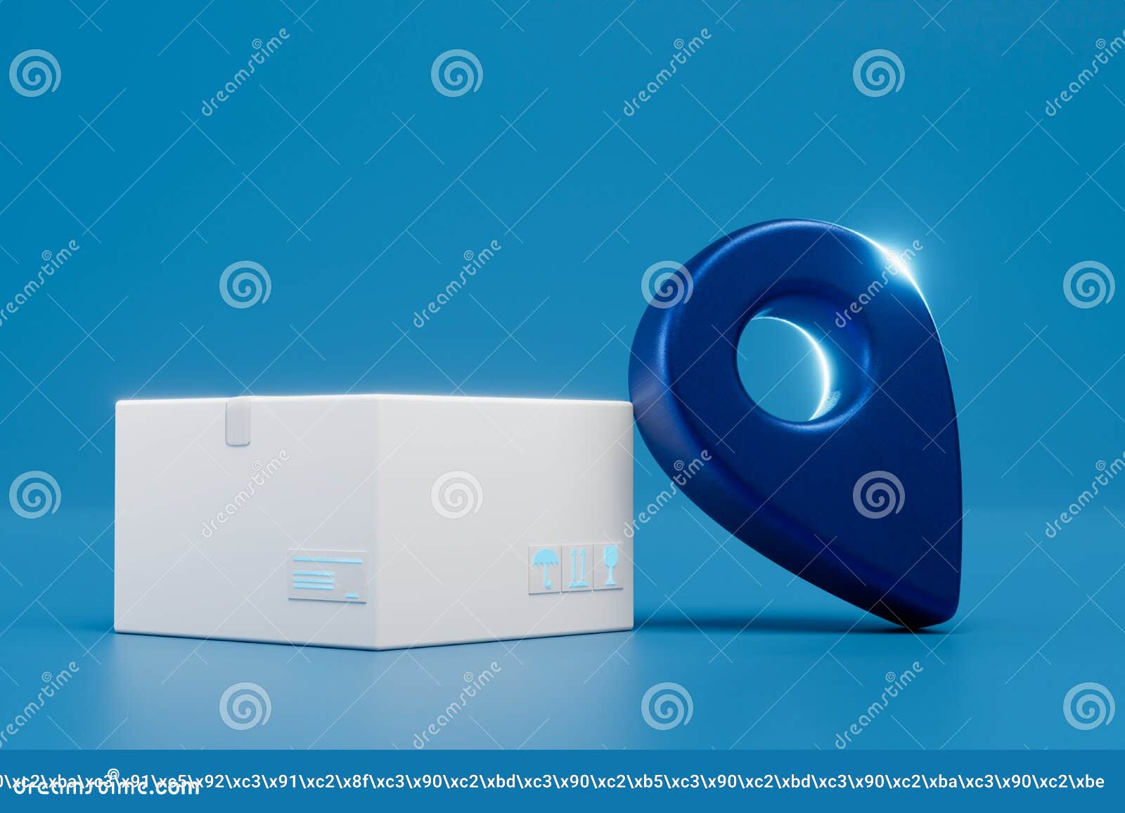 Delivery of Parcels To the Specified Address. Parcel and Blue Gps Dot ...