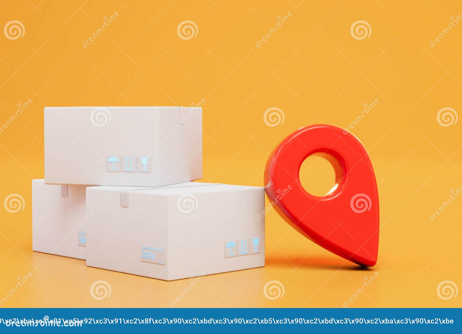 Delivery of Parcels To the Specified Address. Parcel and Red Gps Dot on ...