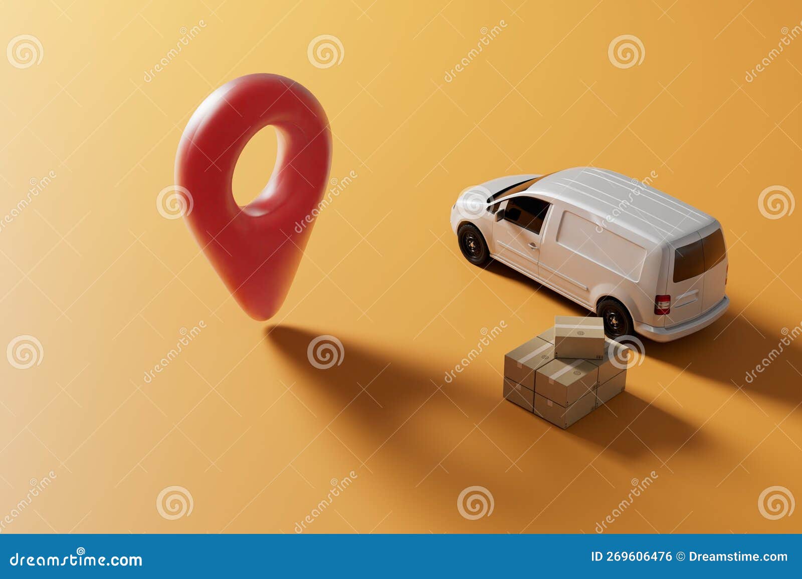Delivery of Parcels To the Specified Address. a Truck Next To Which the ...