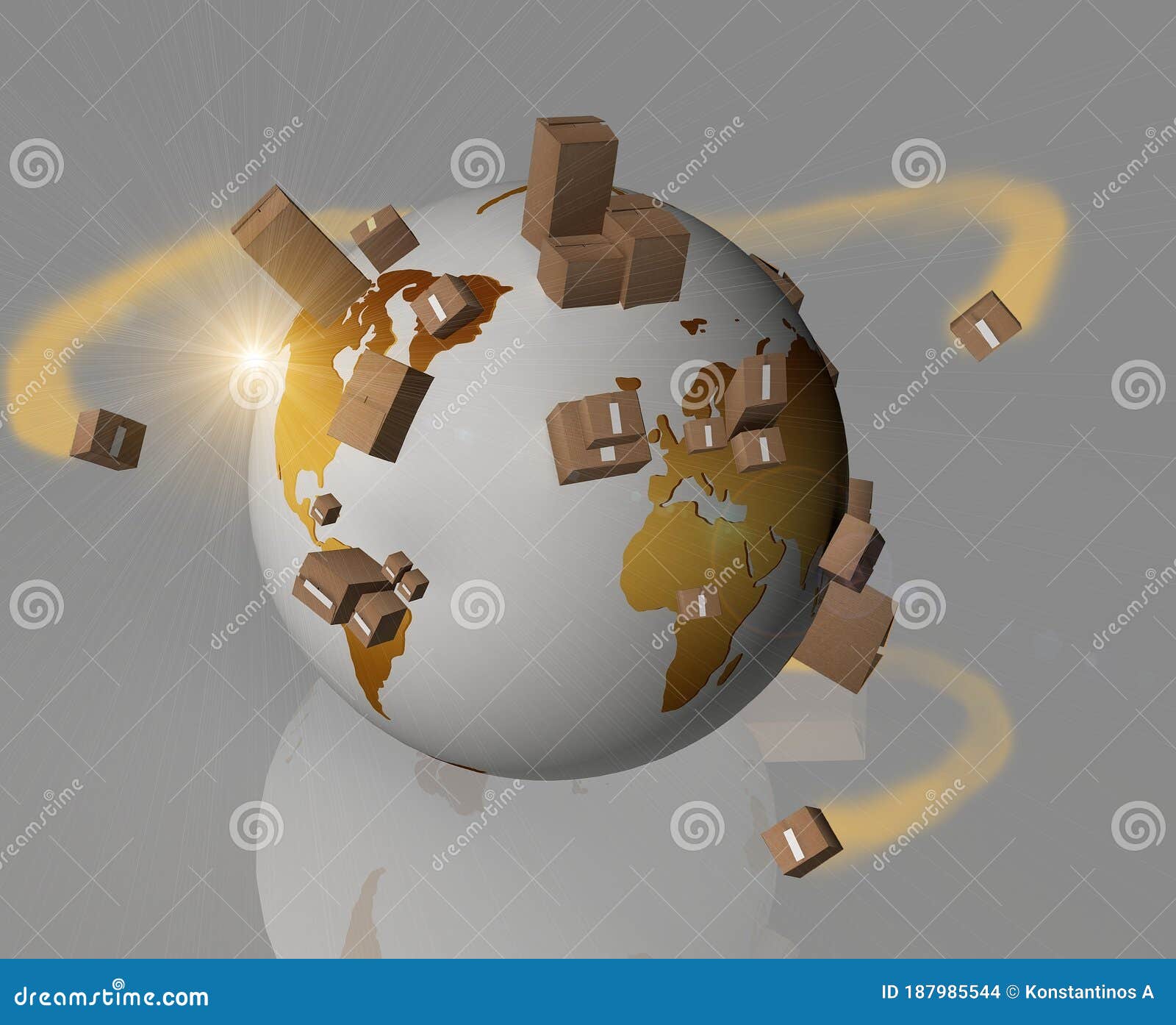 Delivery Parcels World International Planet -3d Rendering Stock ...
