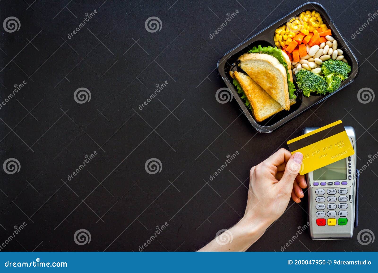 Delivery Payment Concept. Take Away Boxes with Healthy Food Stock Photo ...