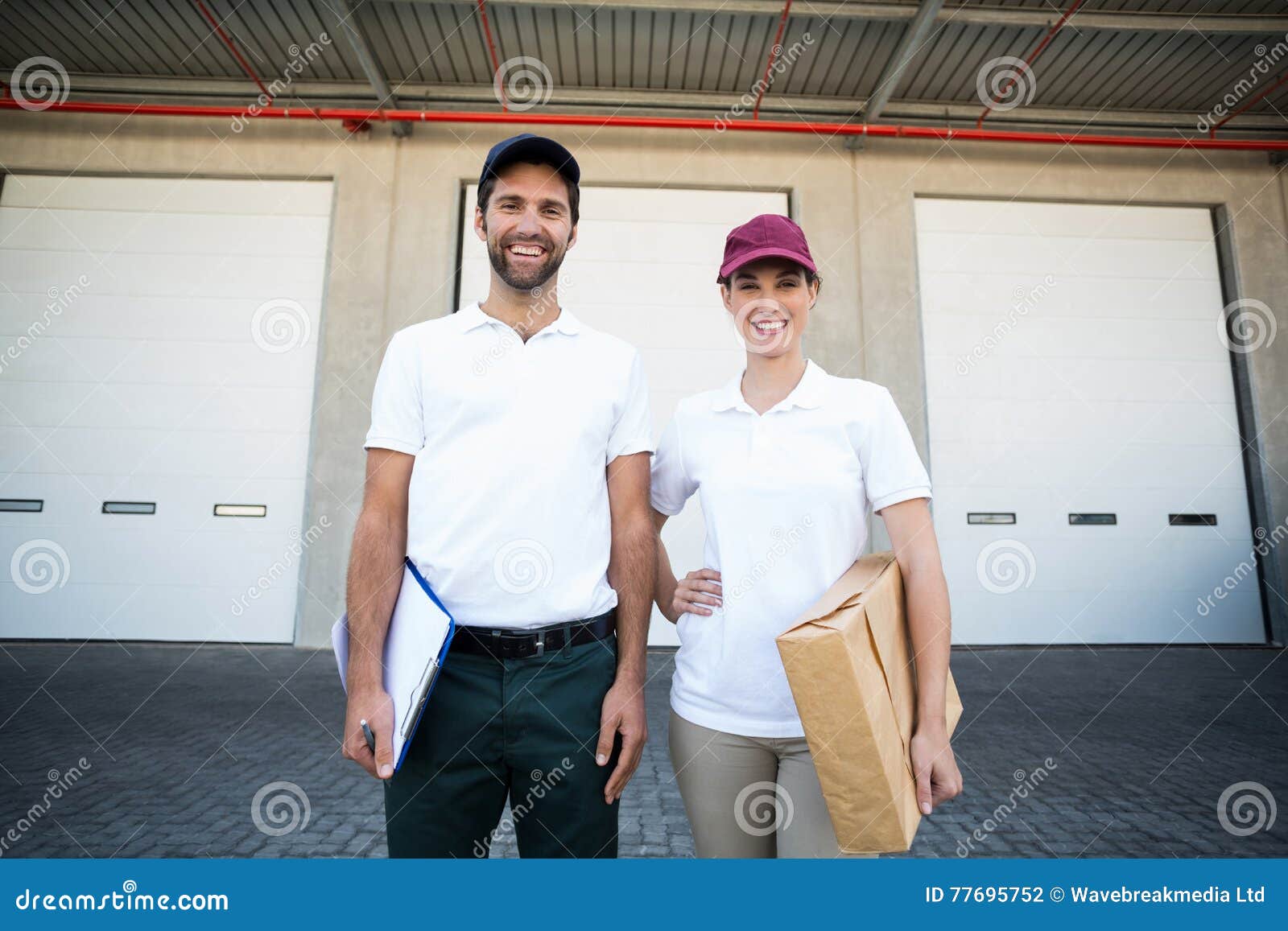 Delivery People are Posing and Smiling Stock Photo - Image of adult ...