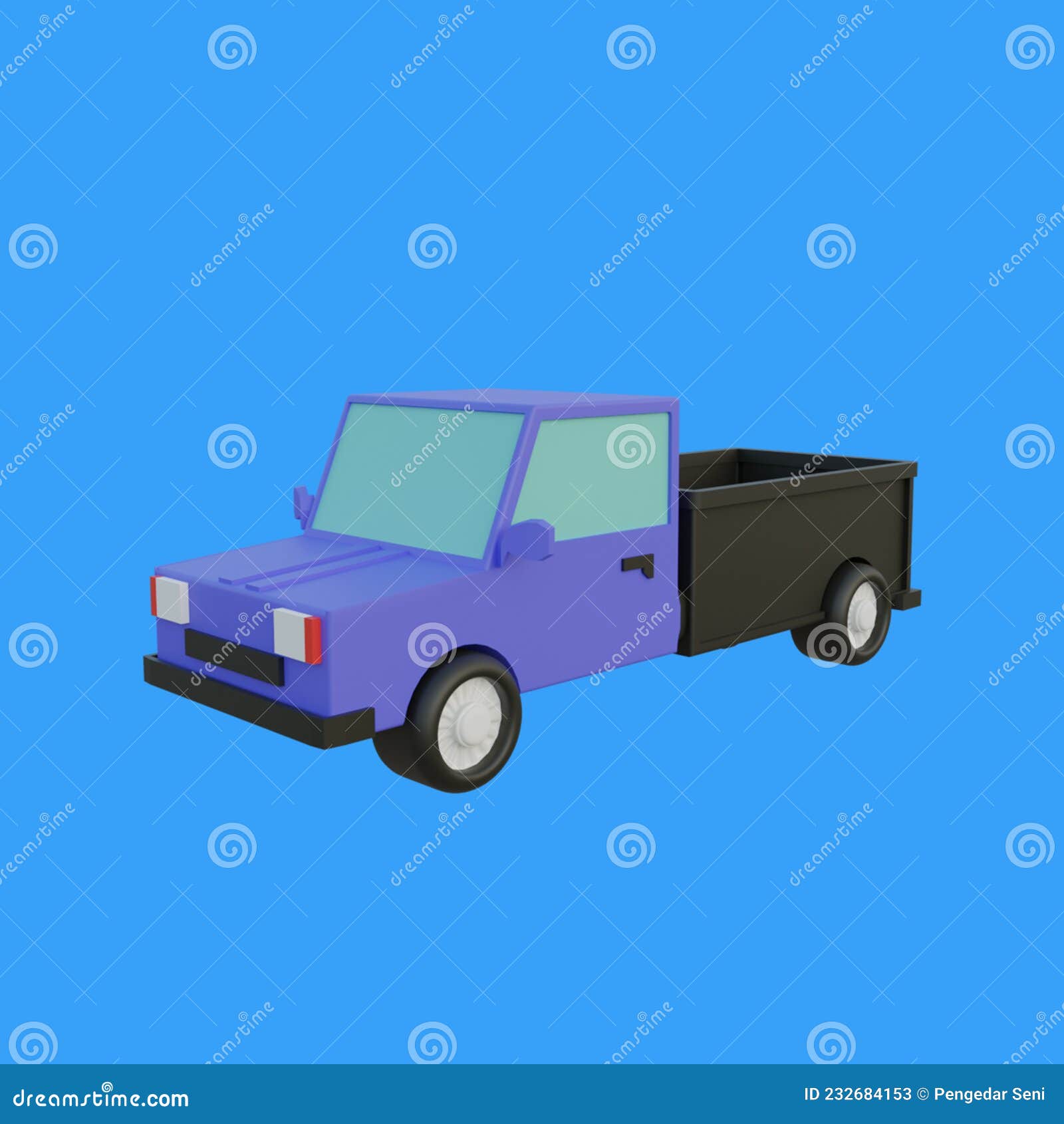 Delivery Pickup Truck Front Look 3d Object Stock Illustration ...