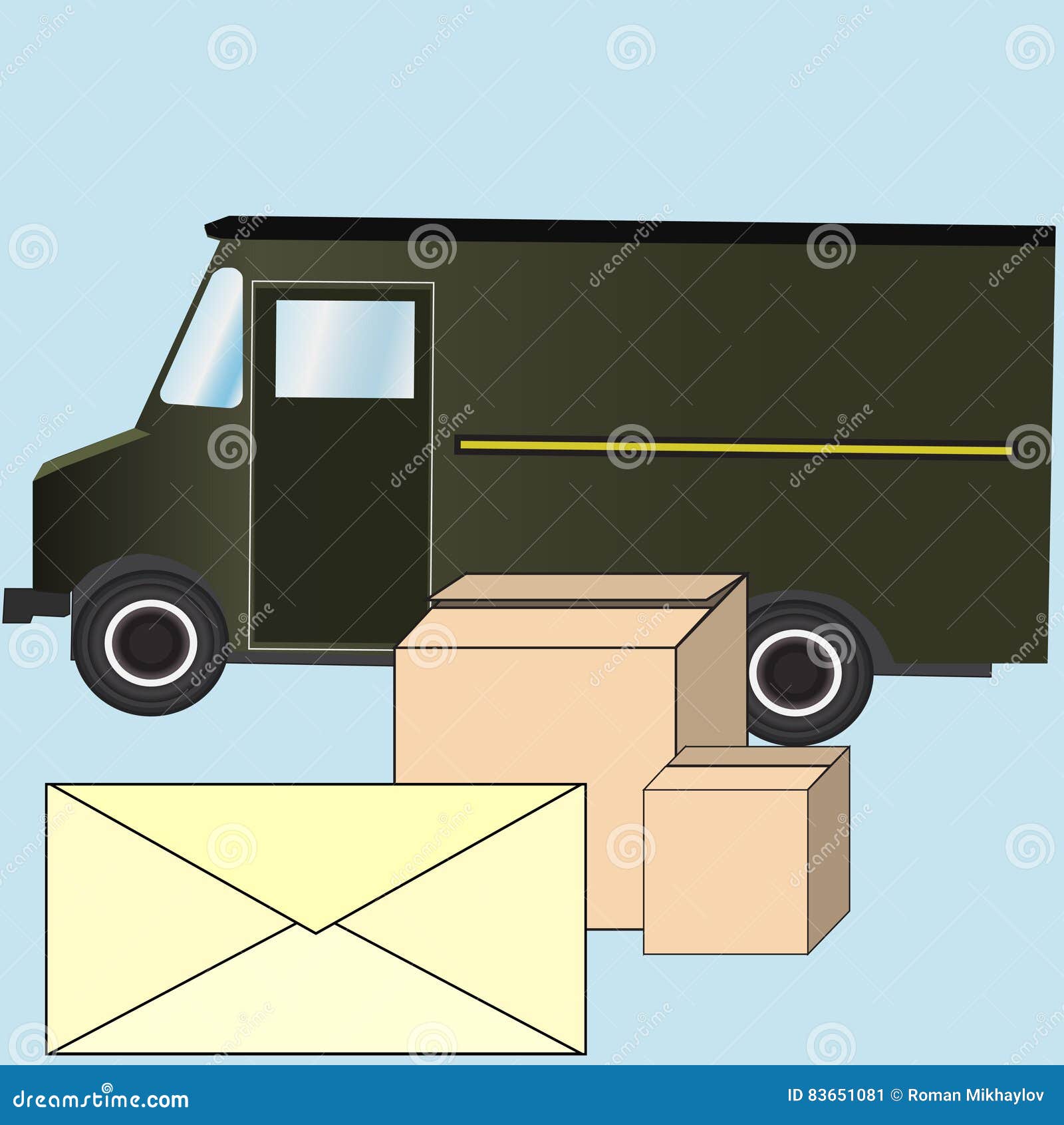 Delivery and Post Service, Envelope and Boxes Stock Vector ...