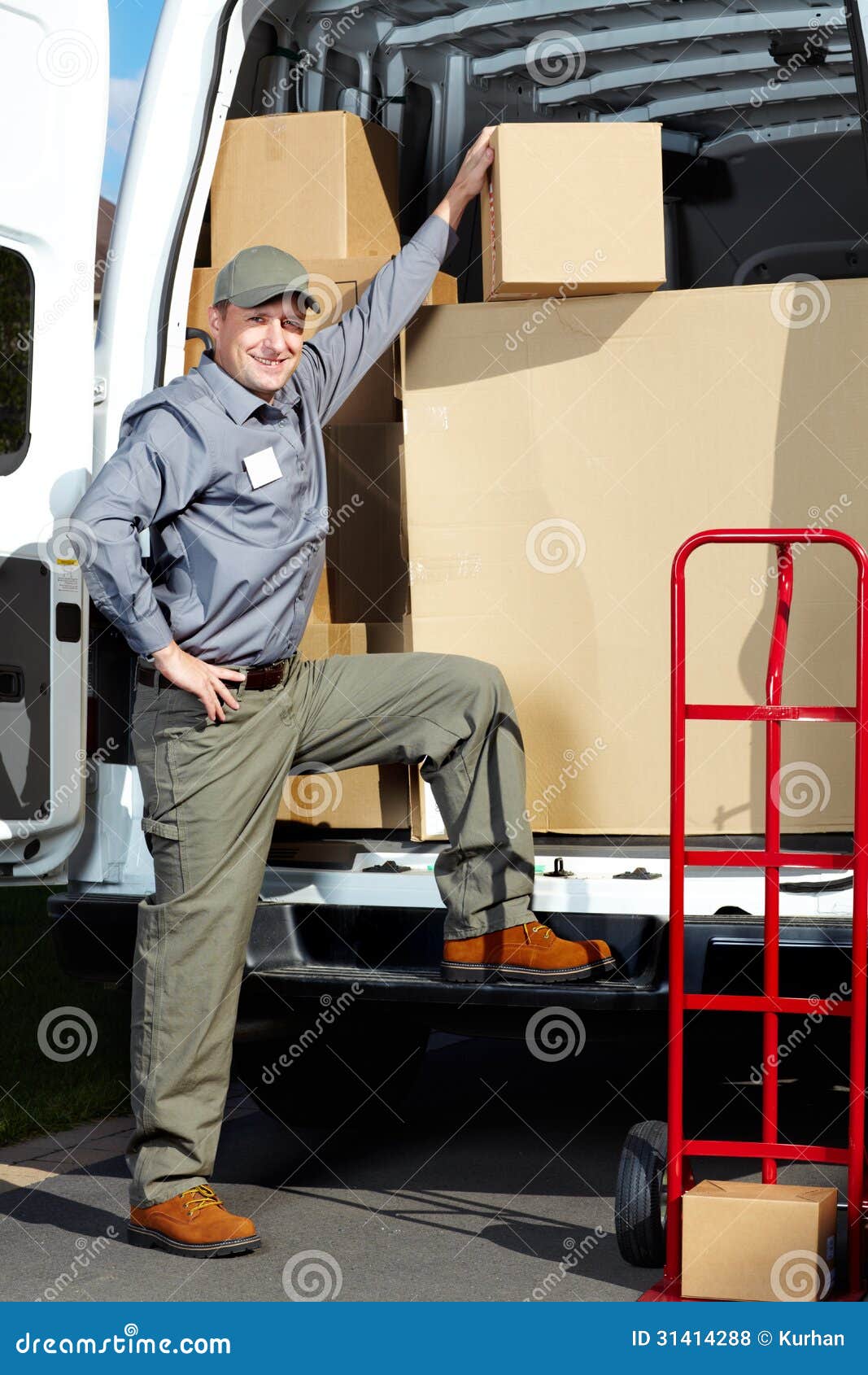 Delivery Postal Service Man. Stock Photo - Image of moving, carton ...