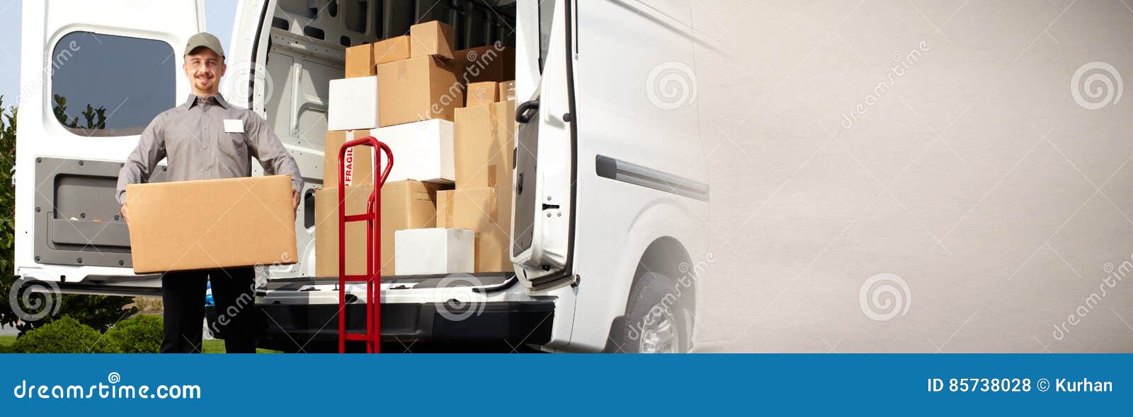 Delivery Postman with a Box Stock Photo - Image of parcel, mailman ...