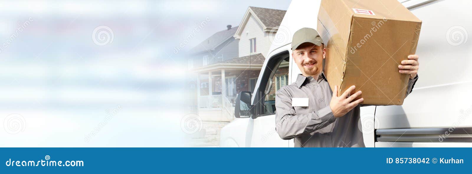 Delivery Postman with a Box Stock Photo - Image of item, parcel: 85738042