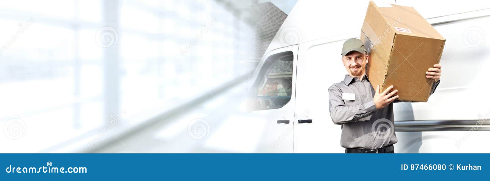 Delivery Postman with a Box Stock Photo - Image of goods, post: 87466080