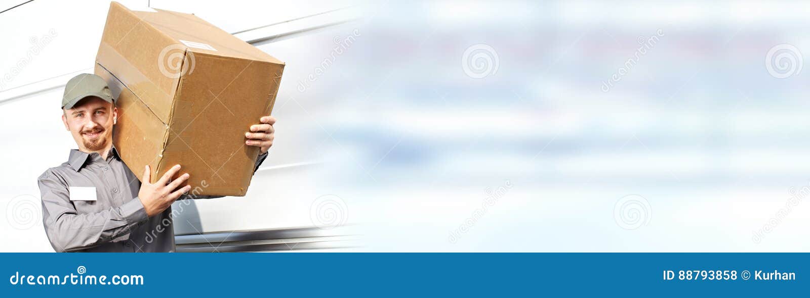 Delivery Postman with a Box Stock Photo - Image of commercial, carriage ...
