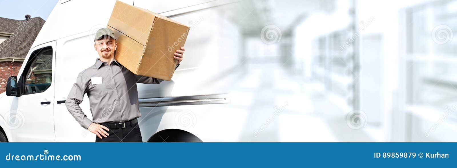 Delivery Postman with a Box Stock Image - Image of carriage, carry ...