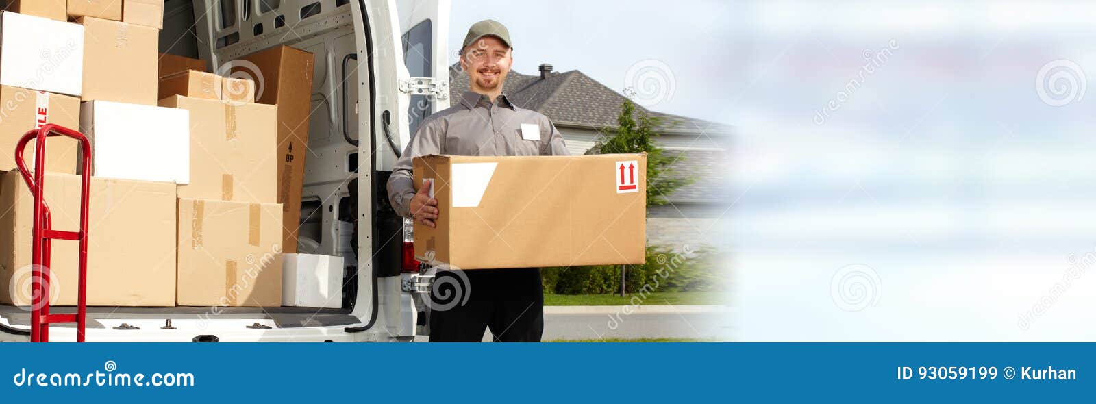 Delivery Postman with a Box Stock Image - Image of carry, background ...