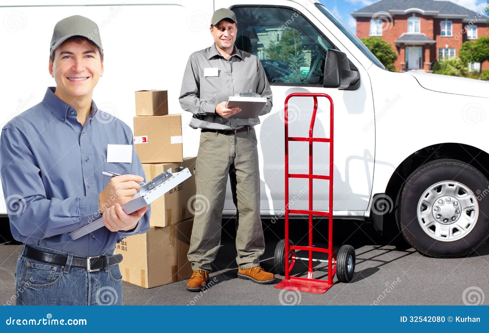 Delivery postman. stock photo. Image of postman, houses - 32542080