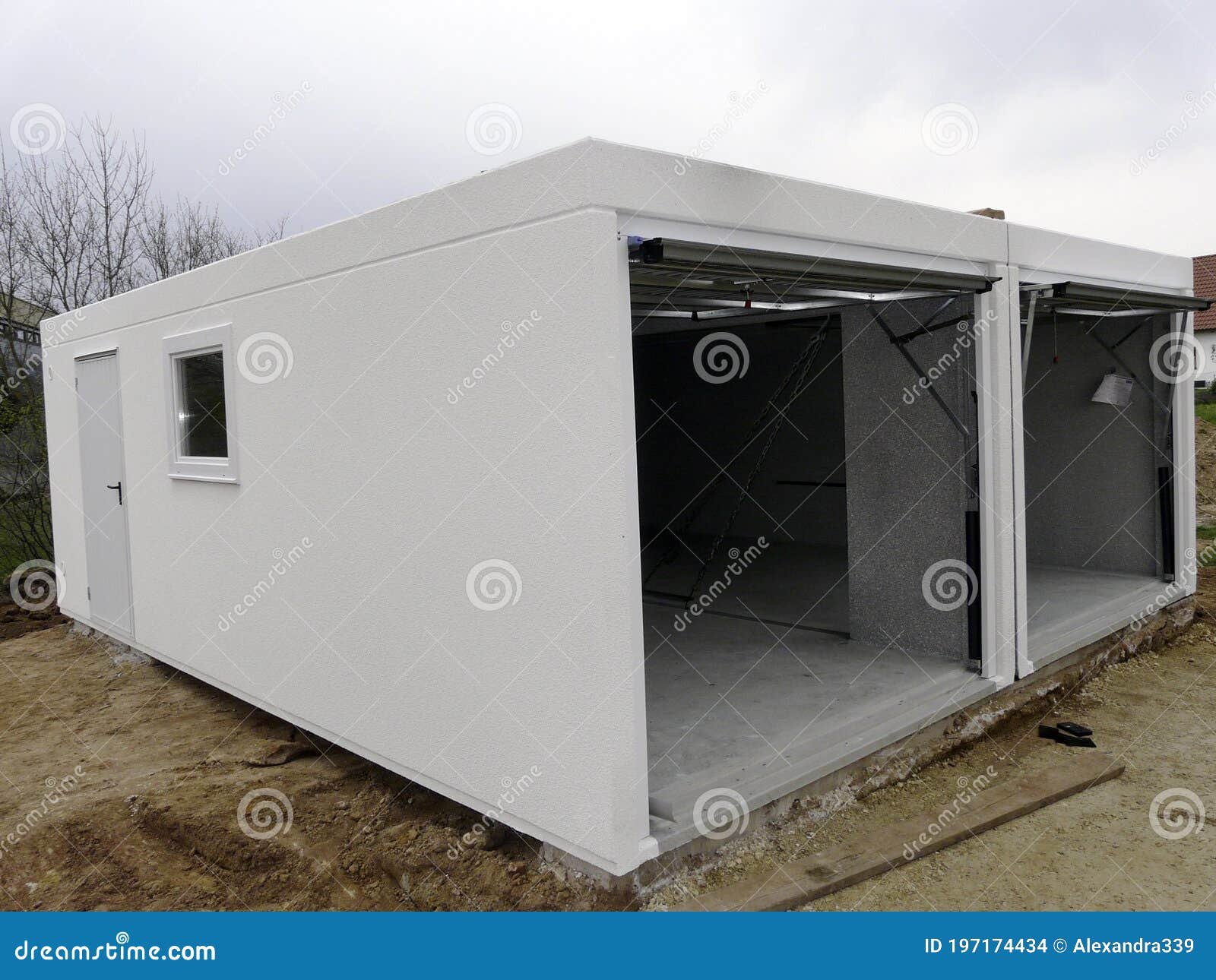 Prefabricated Garage on Construction Side Stock Photo - Image of ...