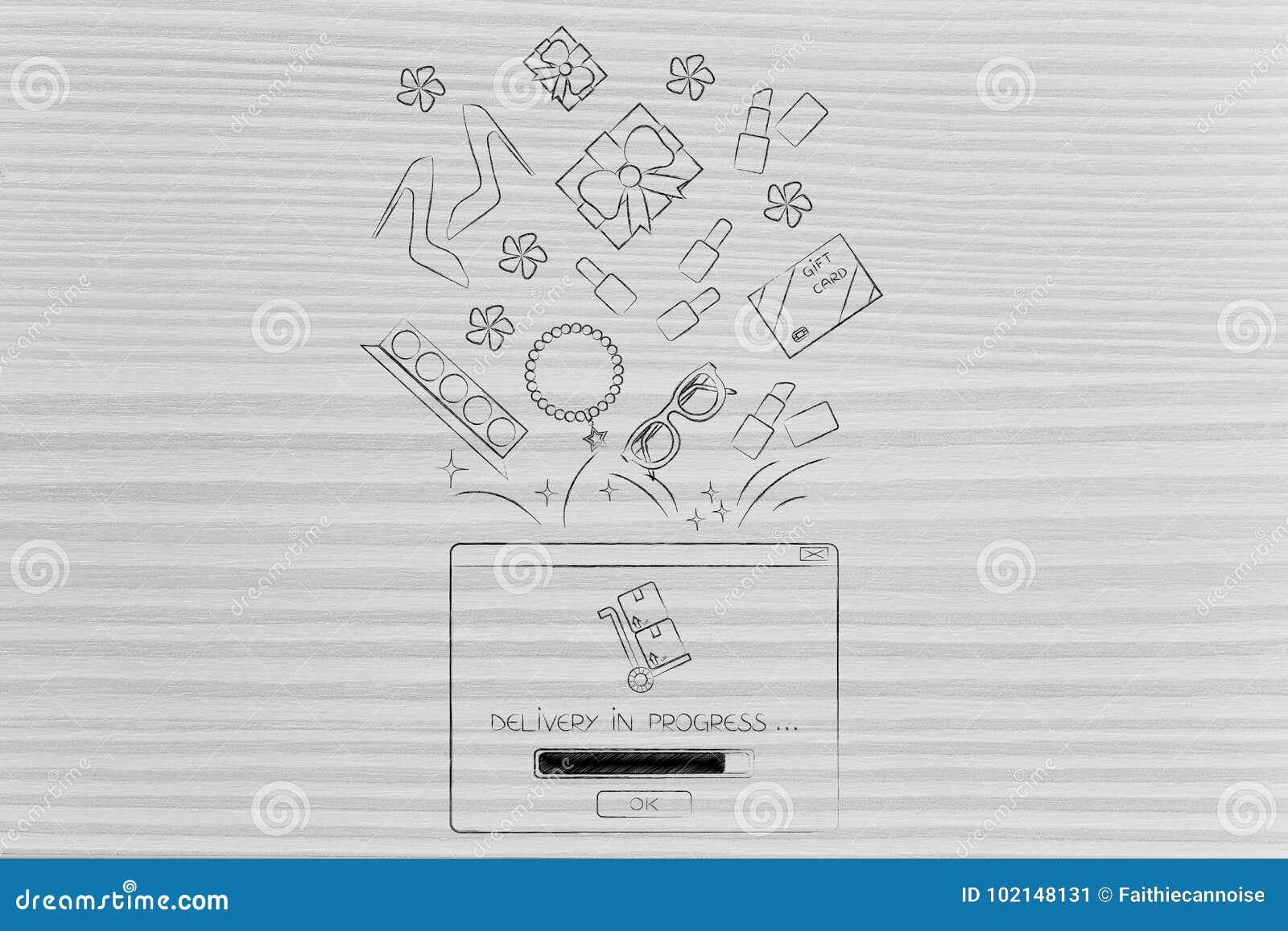 Delivery in Progress Pop-up with Products Stock Illustration ...