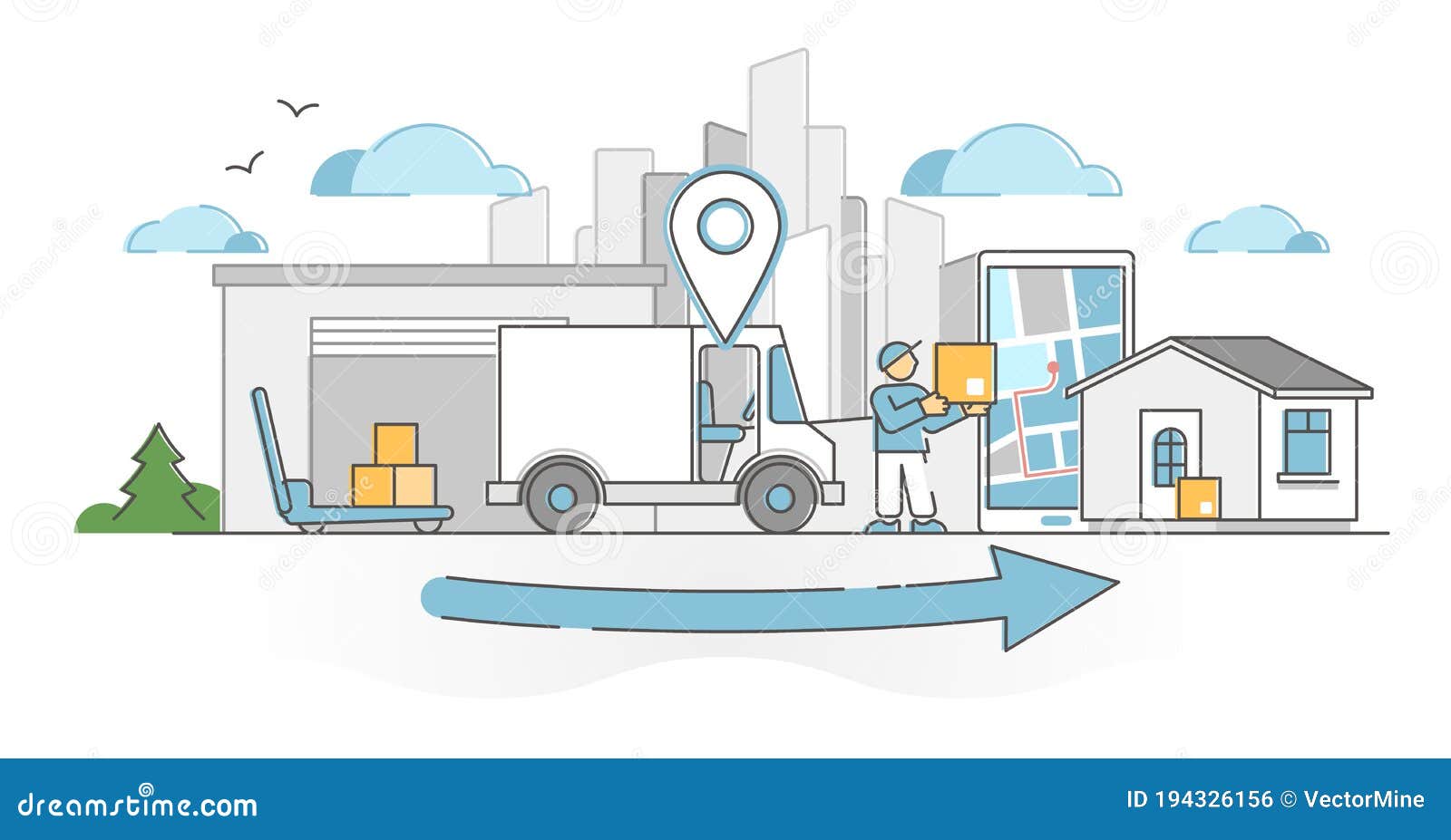 Delivery Receiving Process As Transportation and Shipping Outline ...