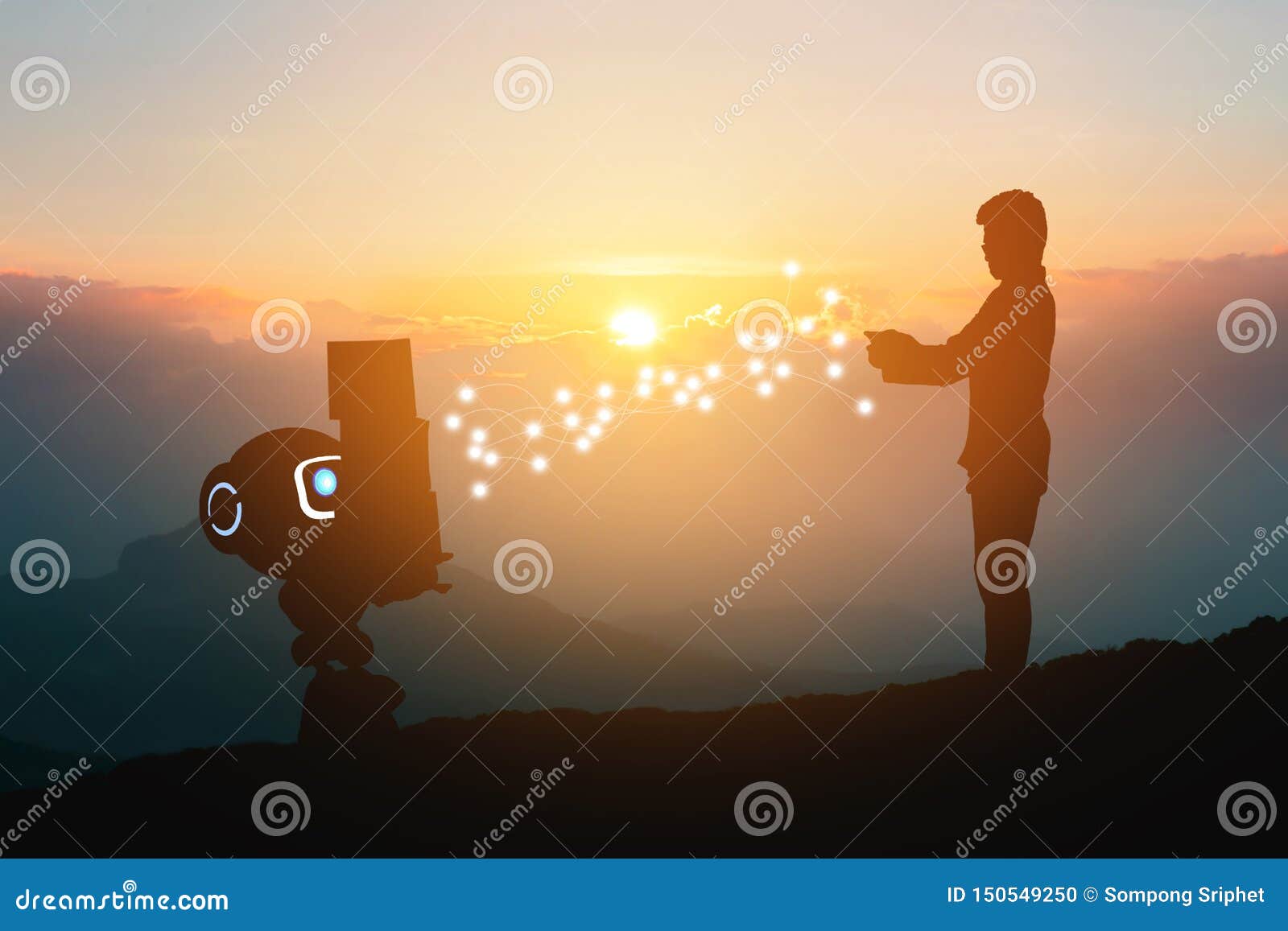 Delivery Robot Artificial Intelligence Silhouette Humans Who Control ...