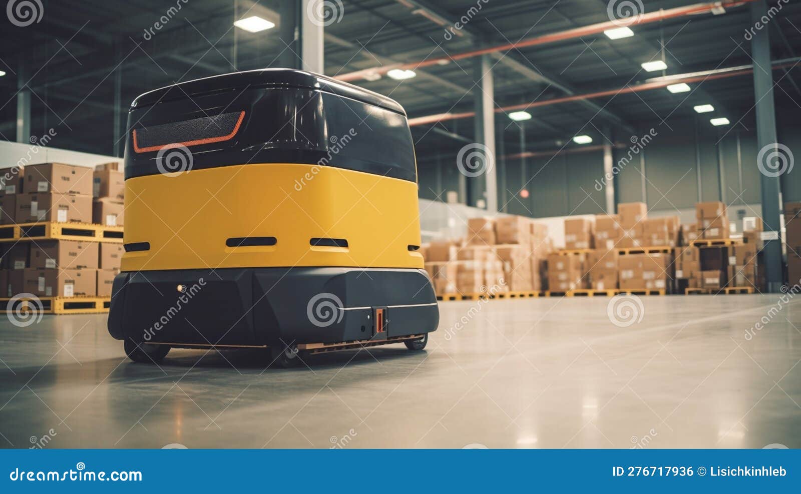 A Delivery Robot is Driving in the Warehouse. Autonomous Logistic ...