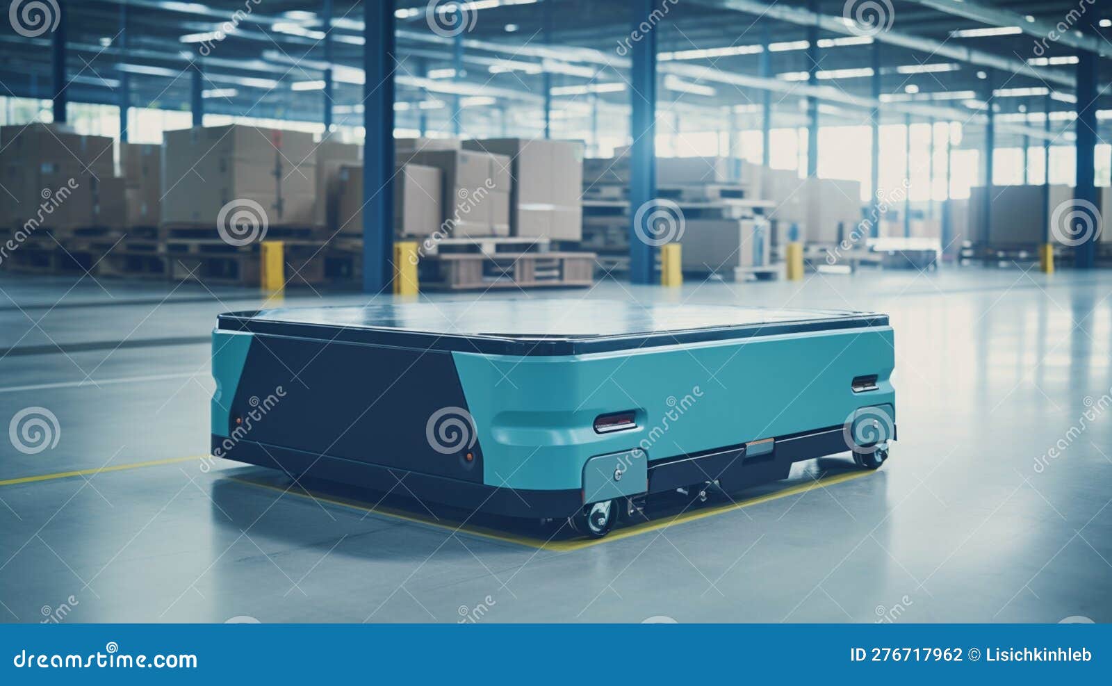 A Delivery Robot is Driving in the Warehouse. Autonomous Logistic ...