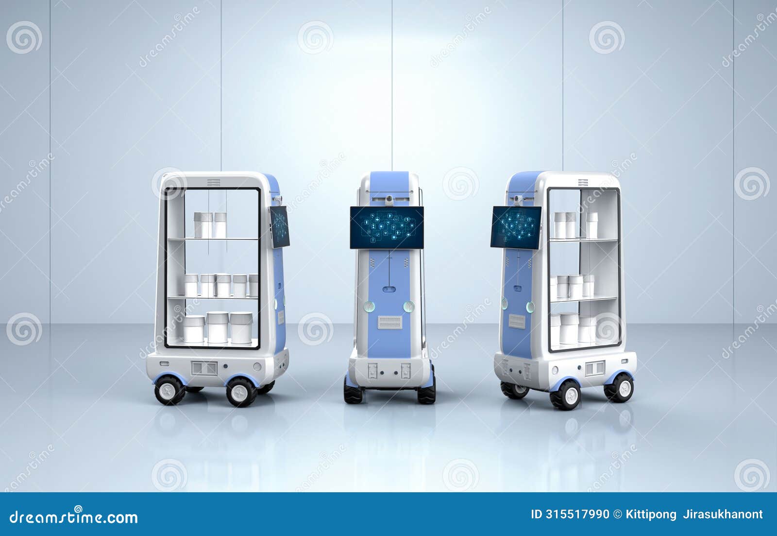 Delivery Robot Trolley Or Robotic Assistant Carry Products Royalty-Free ...