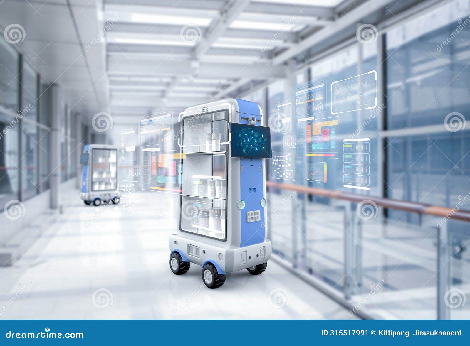 Delivery Robot Trolley or Robotic Assistant Carry Products Stock ...