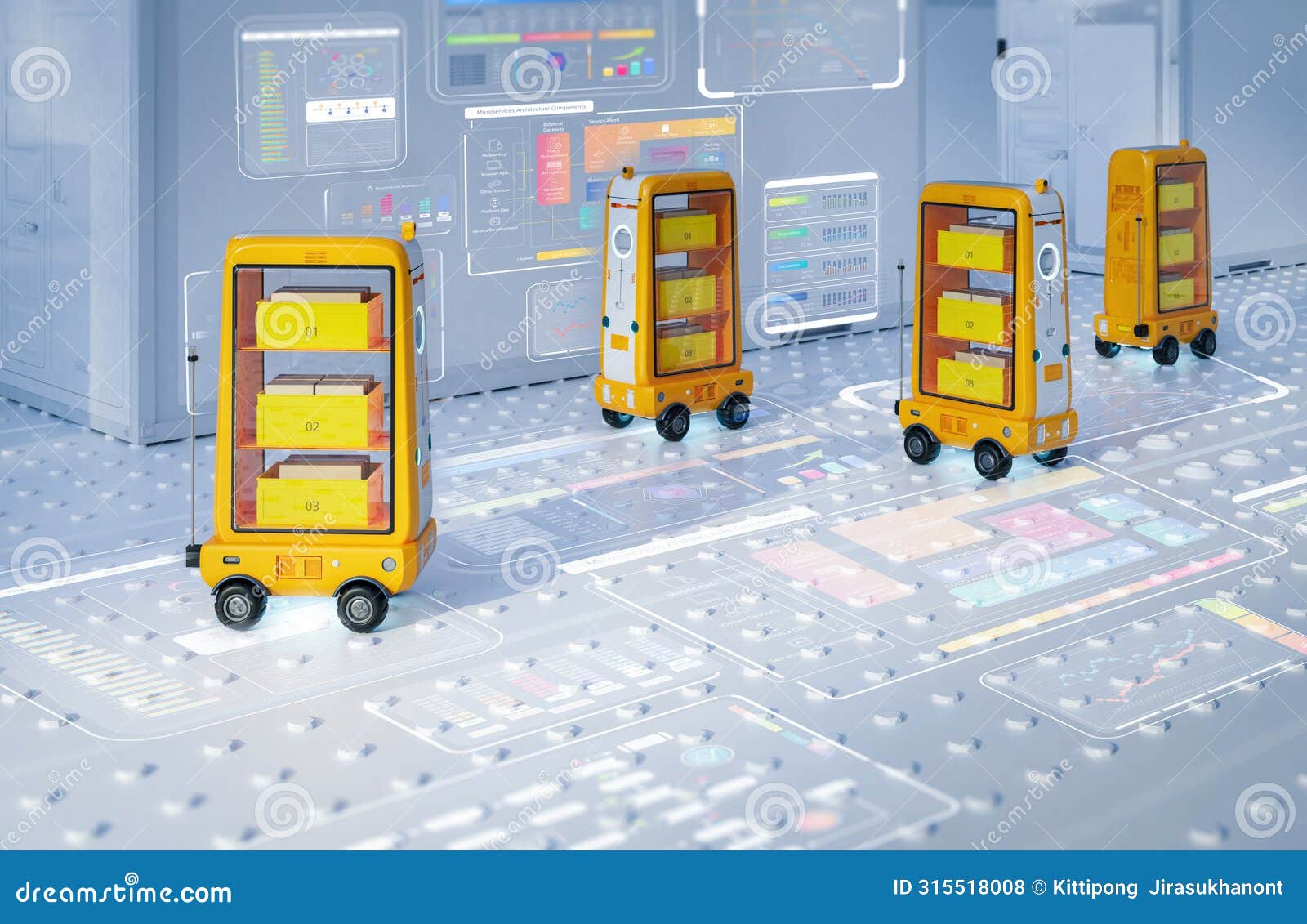 Delivery Robot Trolleys or Robotic Assistant Carry Products Stock ...