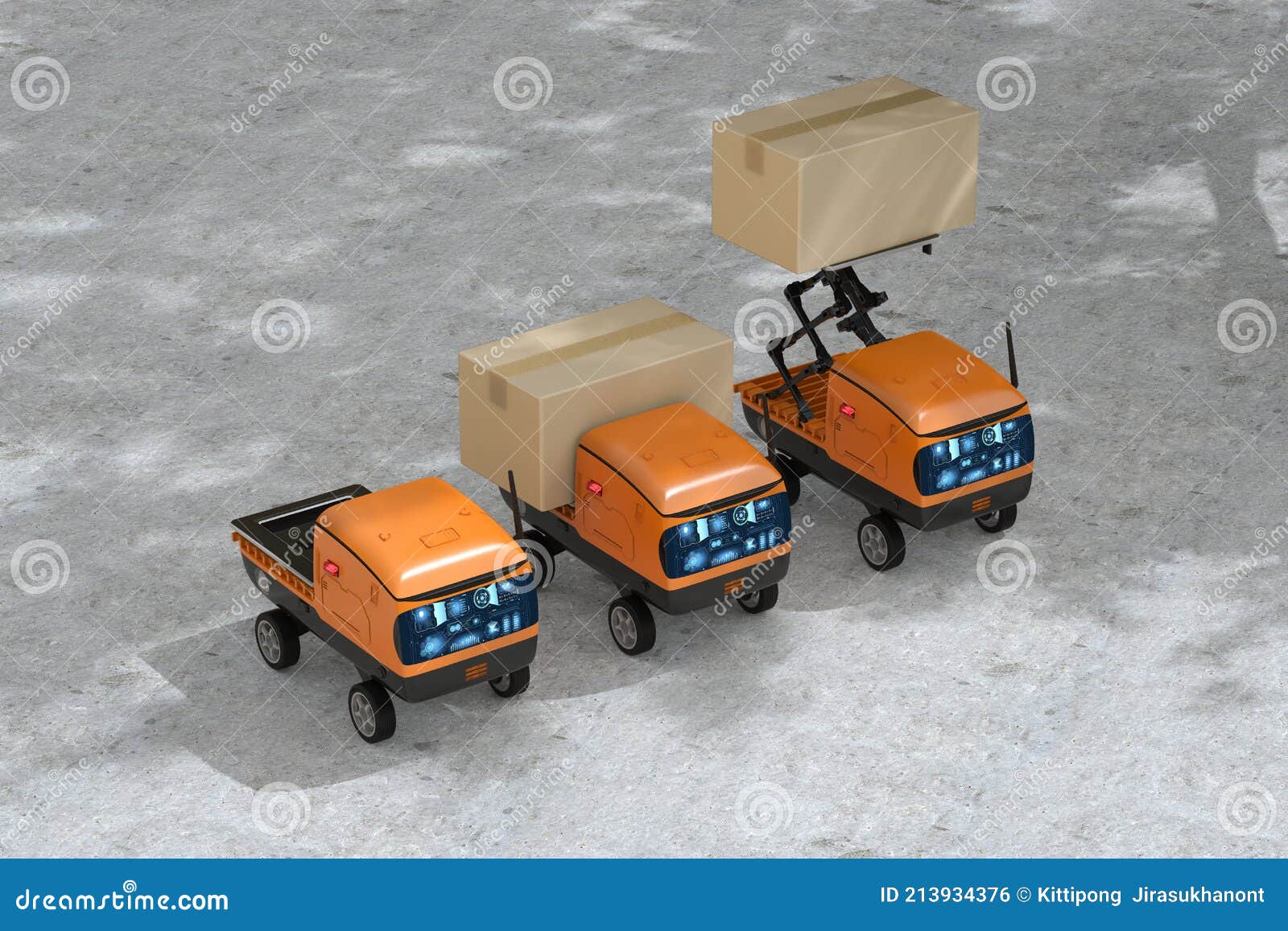 Delivery Robots Carry Boxes Stock Illustration - Illustration of lading ...