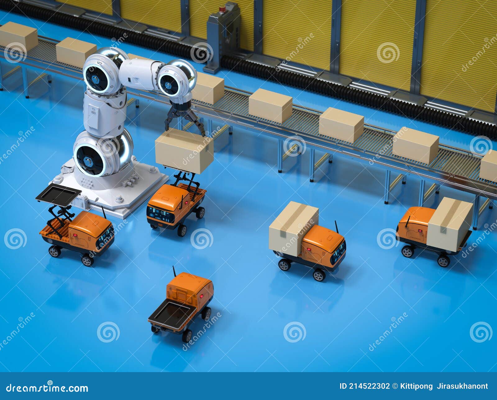 Delivery Robots Carry Boxes Stock Illustration - Illustration of ...