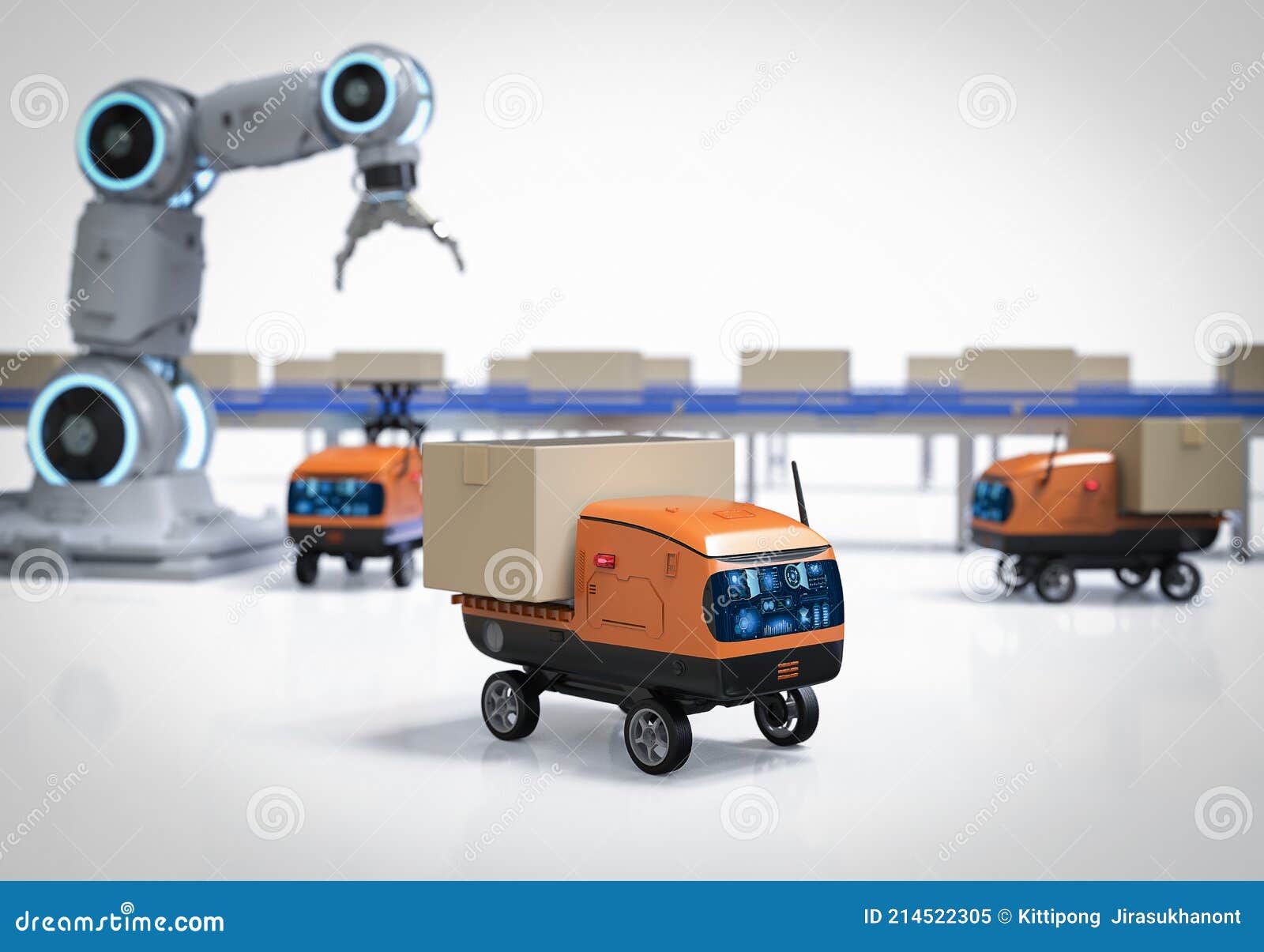Delivery Robots Carry Boxes Stock Illustration - Illustration of ...